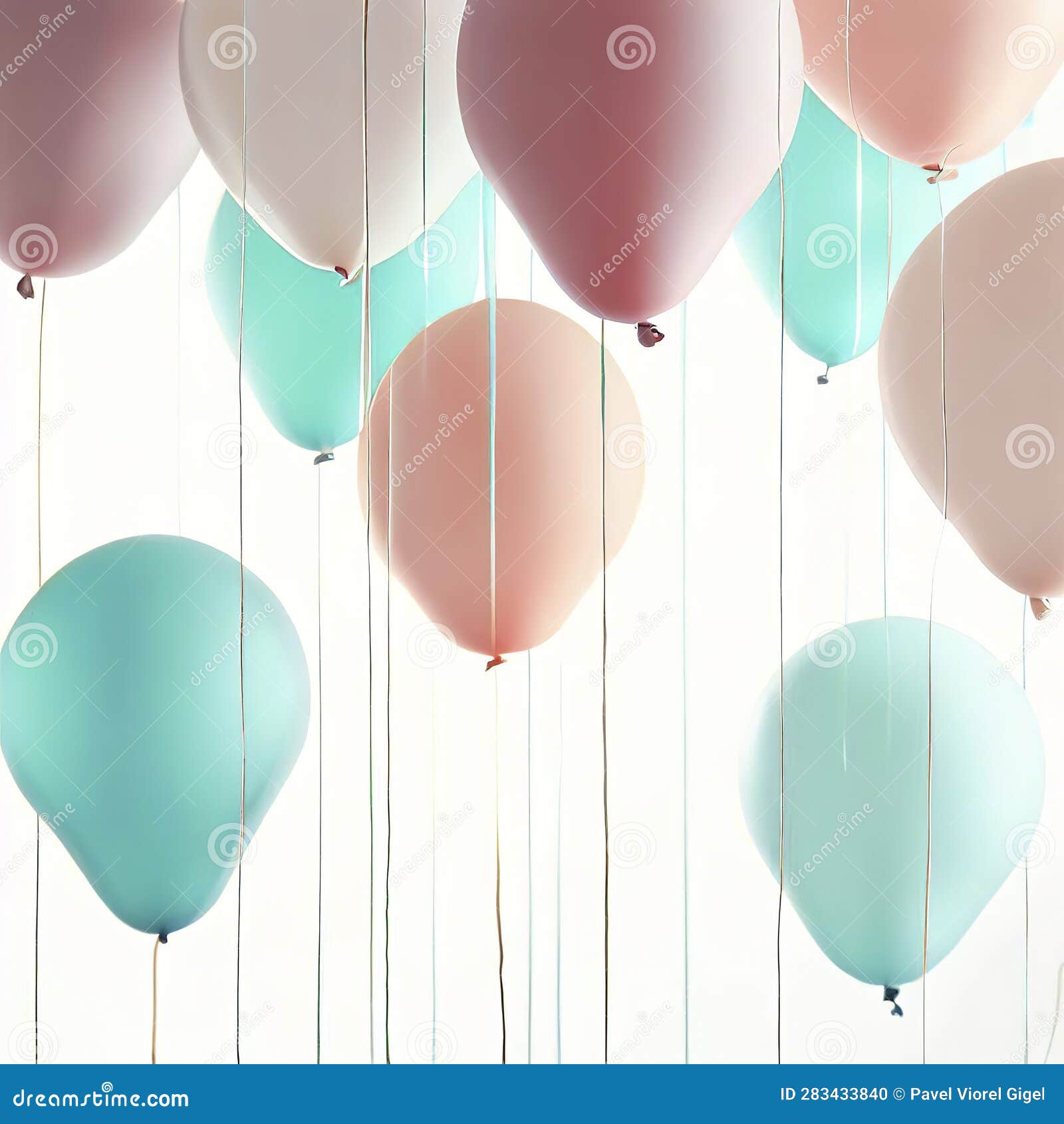 Balloons on Strings on White Background Stock Illustration ...