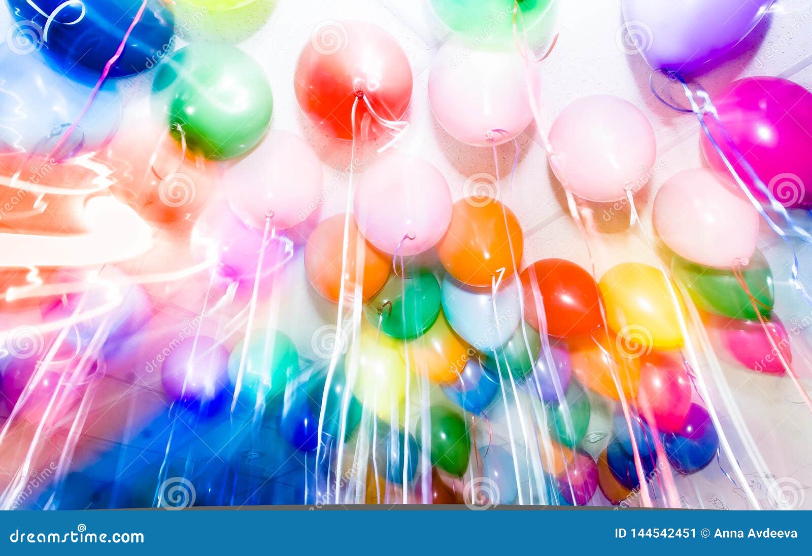 Balloons Under the Ceiling in Motion Blur Stock Image - Image of ...