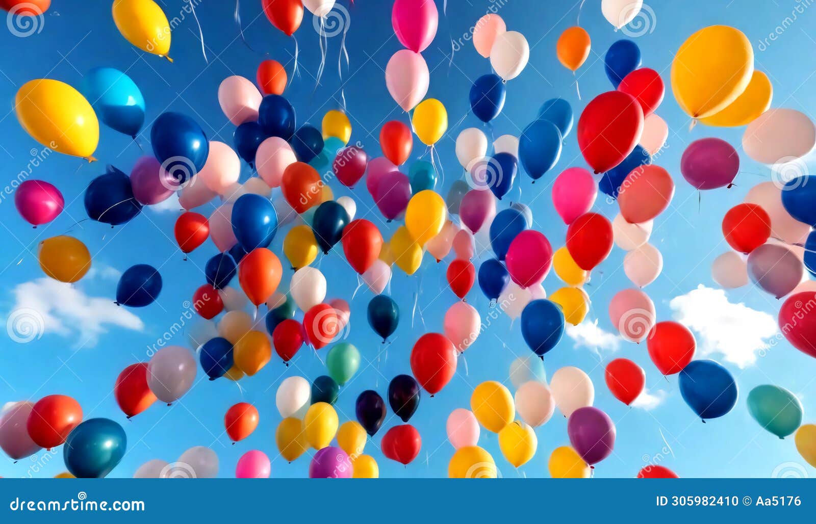 Balloons of Various Colors Floating in the Blue Sky, Stock Photo ...