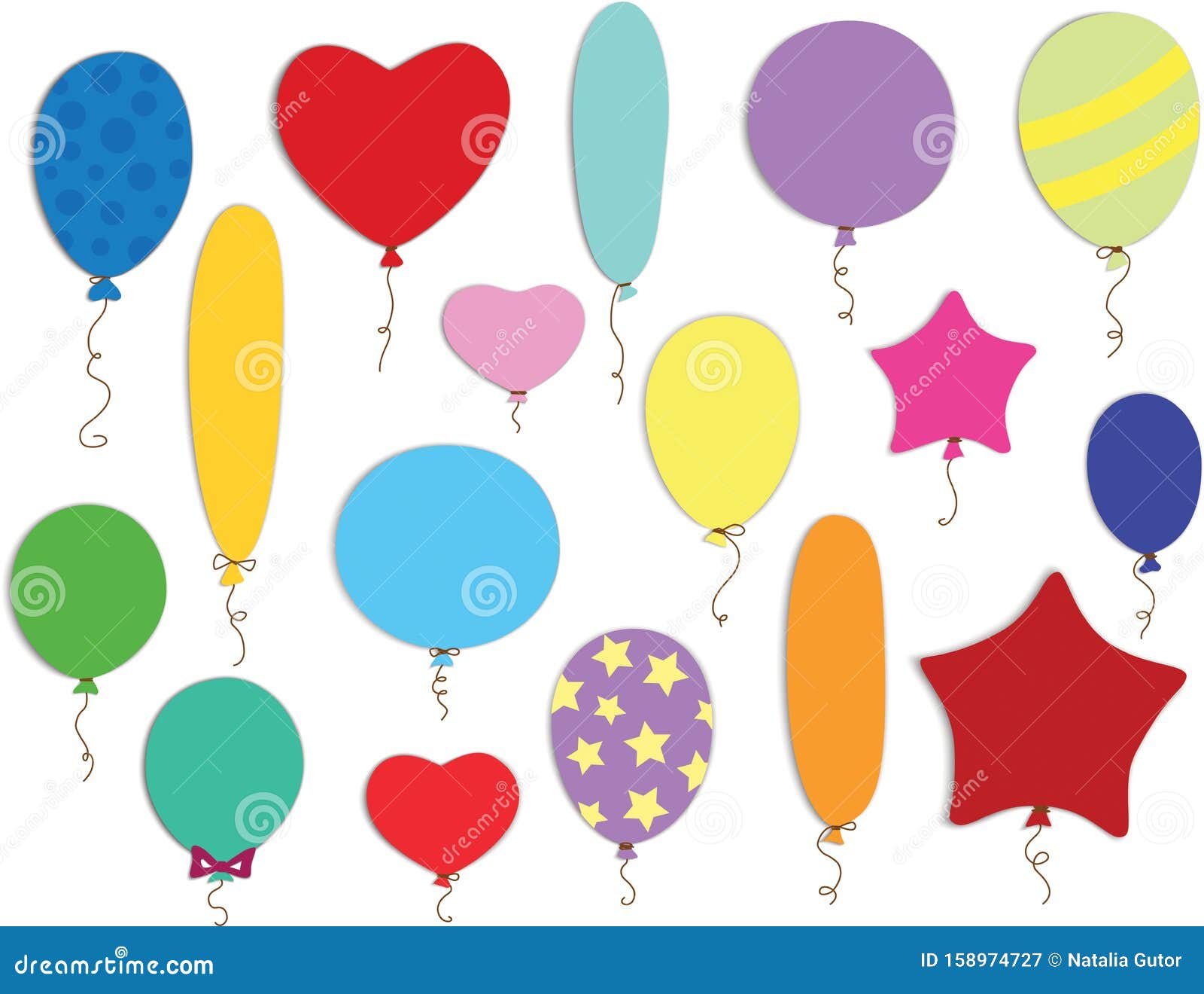 Balloons Vector Set in Different Colors Stock Vector - Illustration of ...