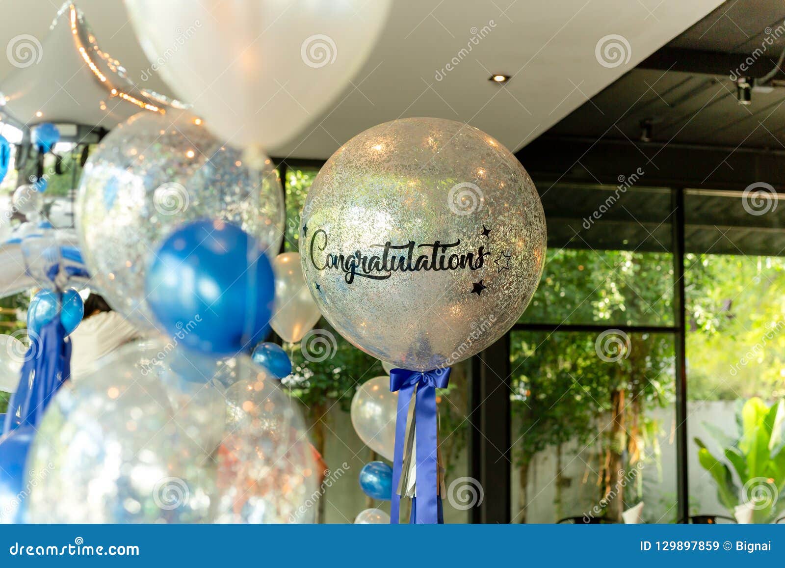 Balloons with Word Congratulation on Ballon Decoration in the ...