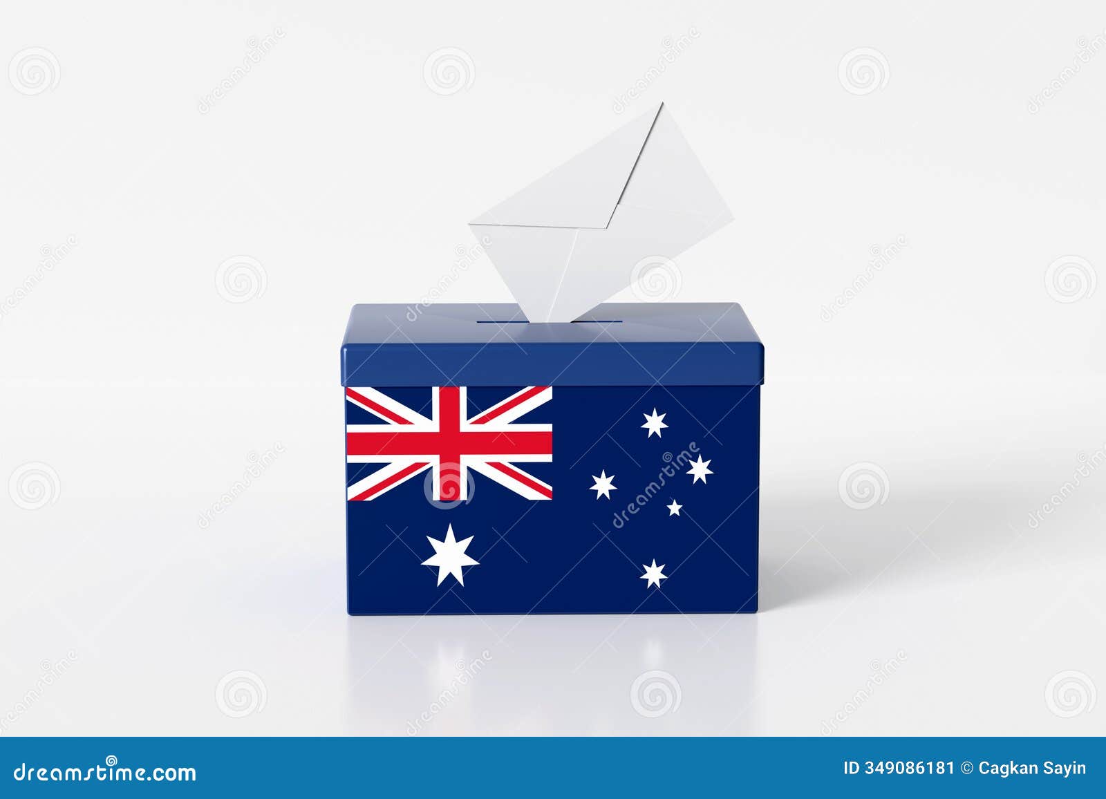 Australian Ballot Box with Envelope Entering for Voting Day Election ...