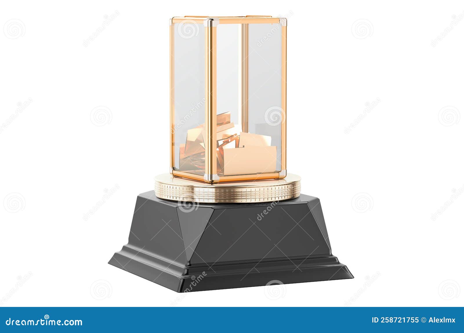 Ballot Box Golden Award Concept. 3D Rendering Stock Illustration ...