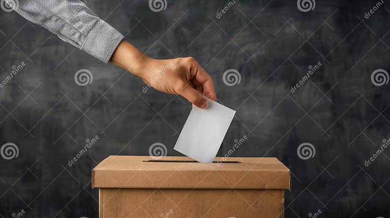 A Ballot Box with a Hand Inserting a Voting Slip, Symbolizing Stock ...