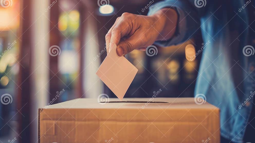 A Ballot Box with a Hand Inserting a Voting Slip, Symbolizing Stock ...
