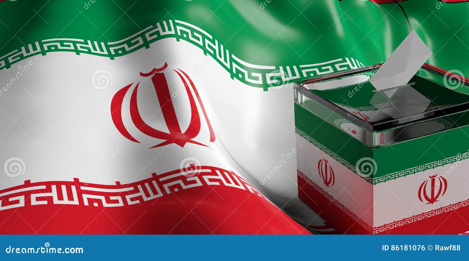 Ballot Box on Iran Flag Background, 3d Illustration Stock Illustration ...