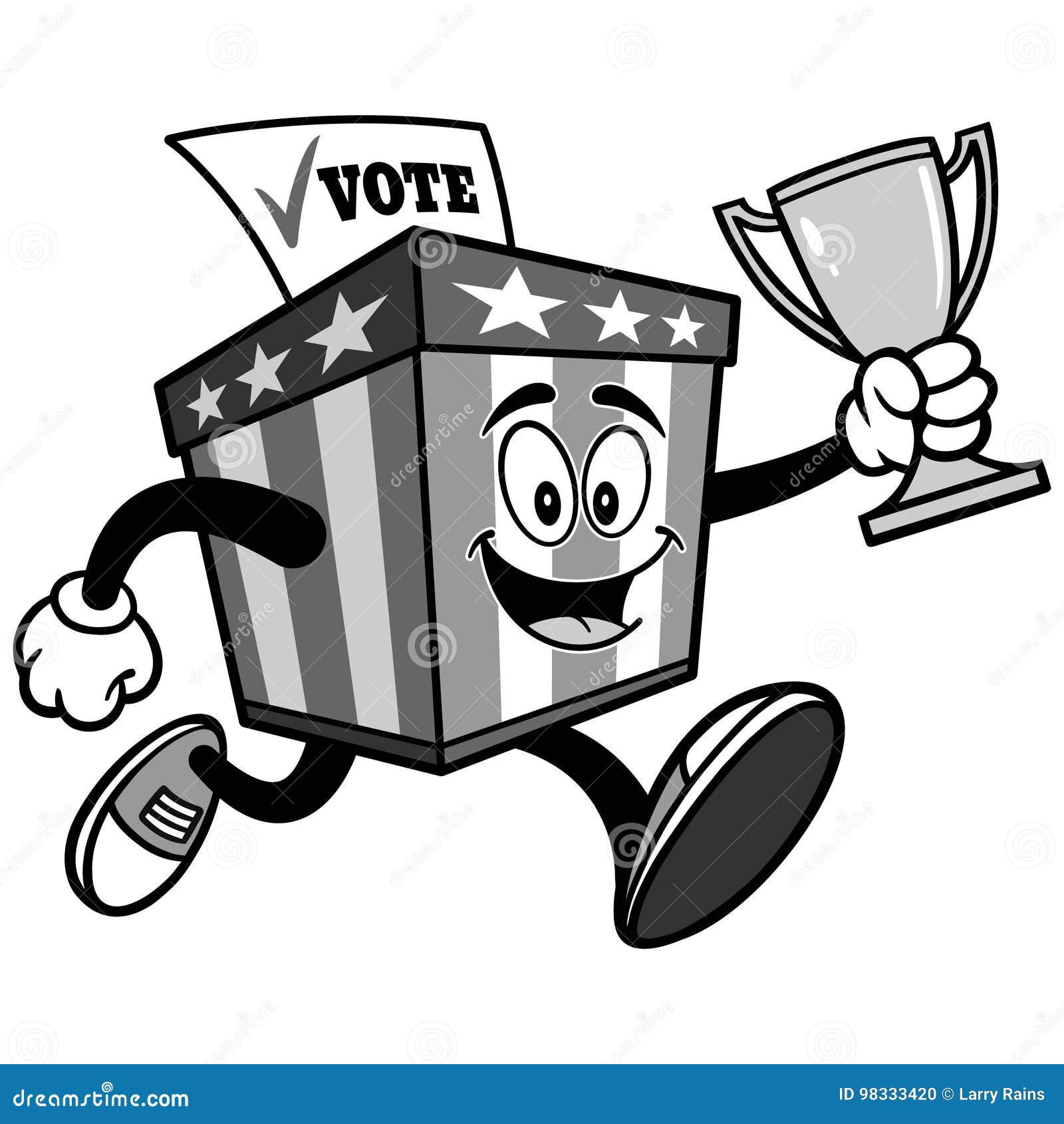 Ballot Box Mascot Running with Trophy Illustration Stock Vector ...