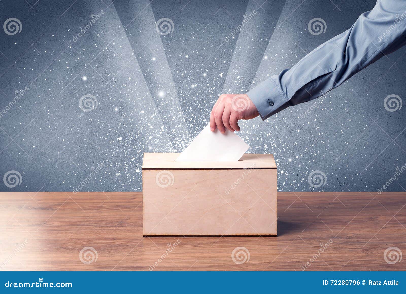 Ballot Box with Person Casting Vote Stock Photo - Image of paper, hand ...