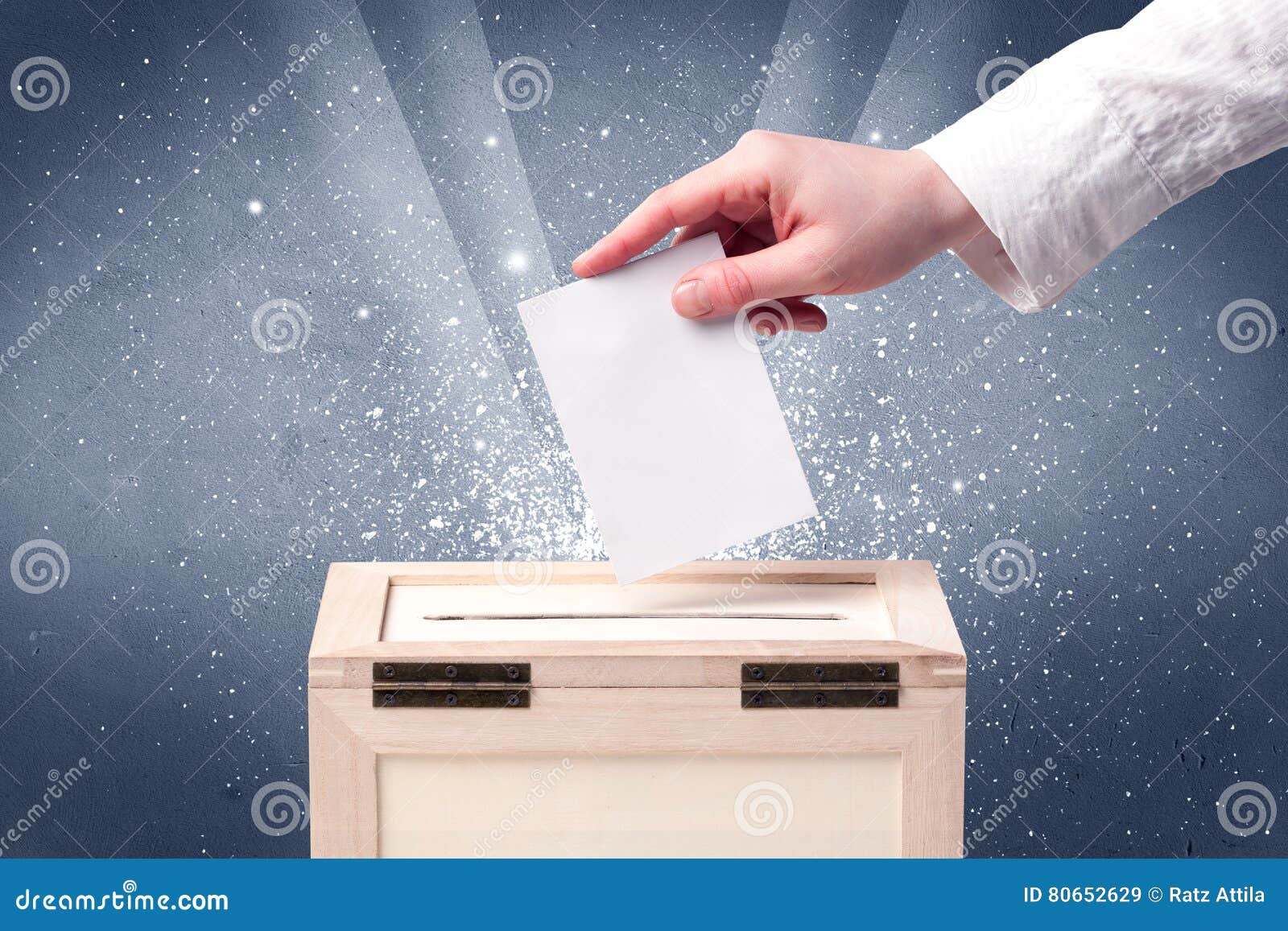 Ballot Box with Person Casting Vote Stock Image - Image of close ...