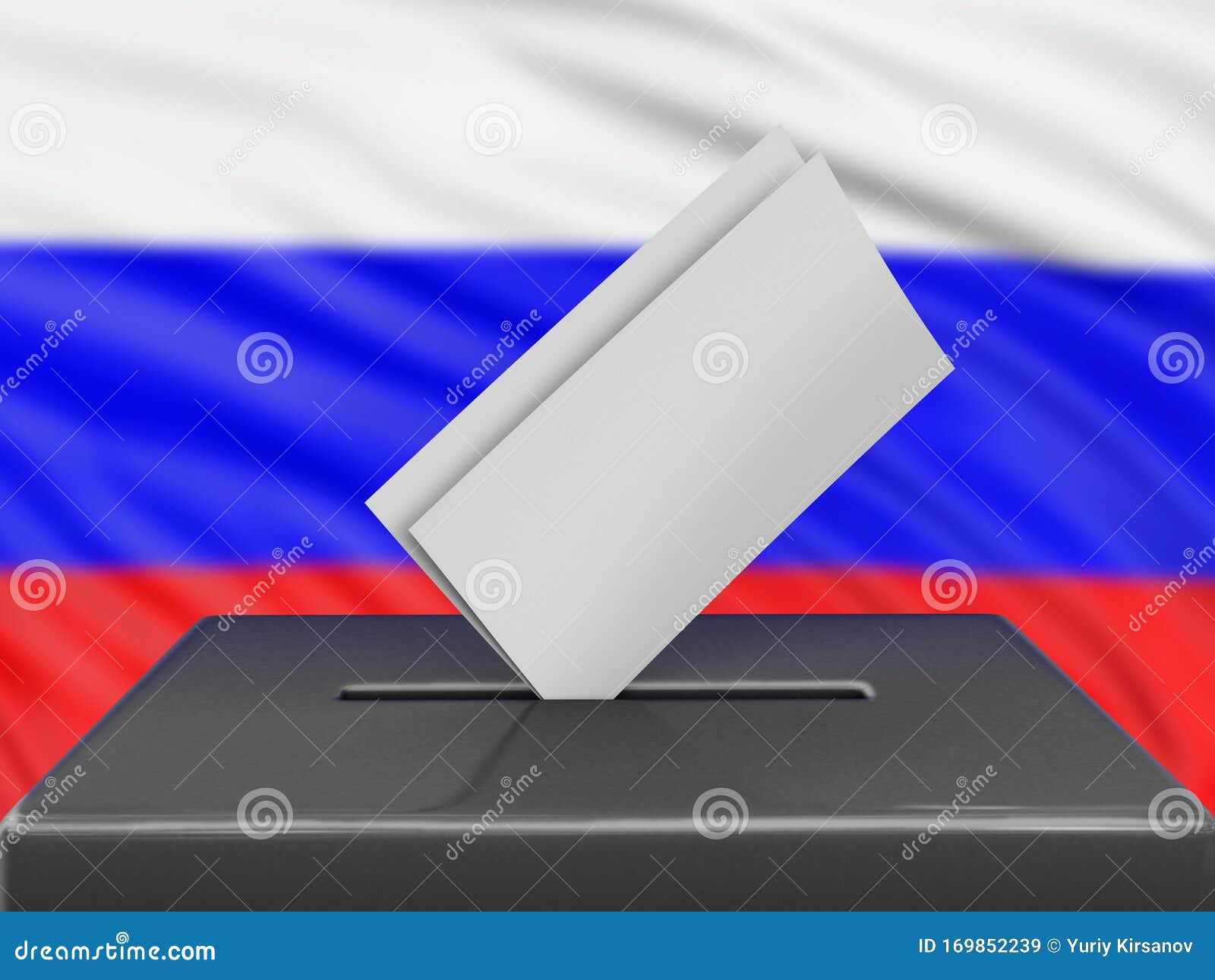 Ballot Box with Russian Flag on Background Stock Illustration ...
