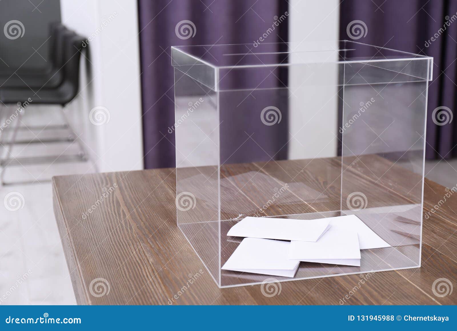 Ballot box on table stock photo. Image of politic, government - 131945988