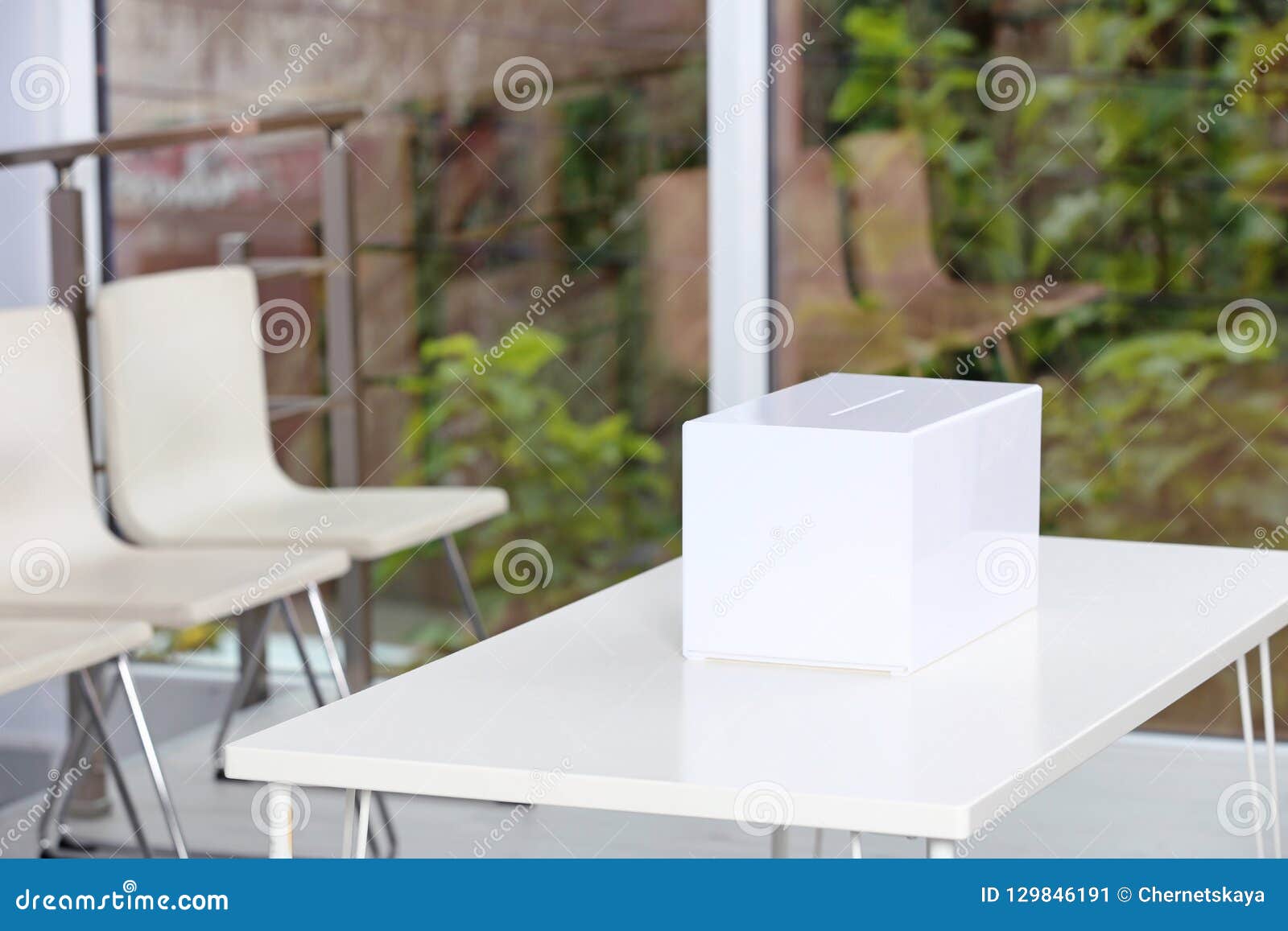 Ballot Box on Table at Polling Station. Stock Image - Image of opinion ...