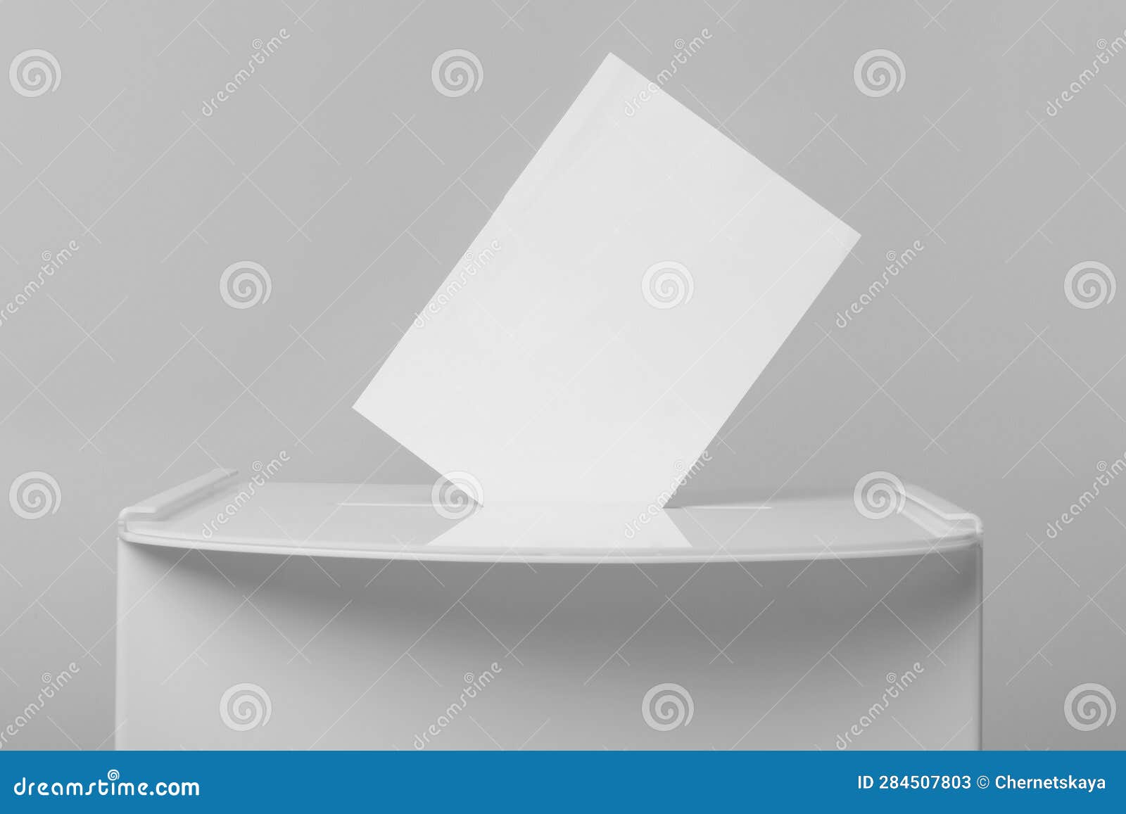 Ballot Box with Vote on Light Grey Background, Closeup. Election Time ...