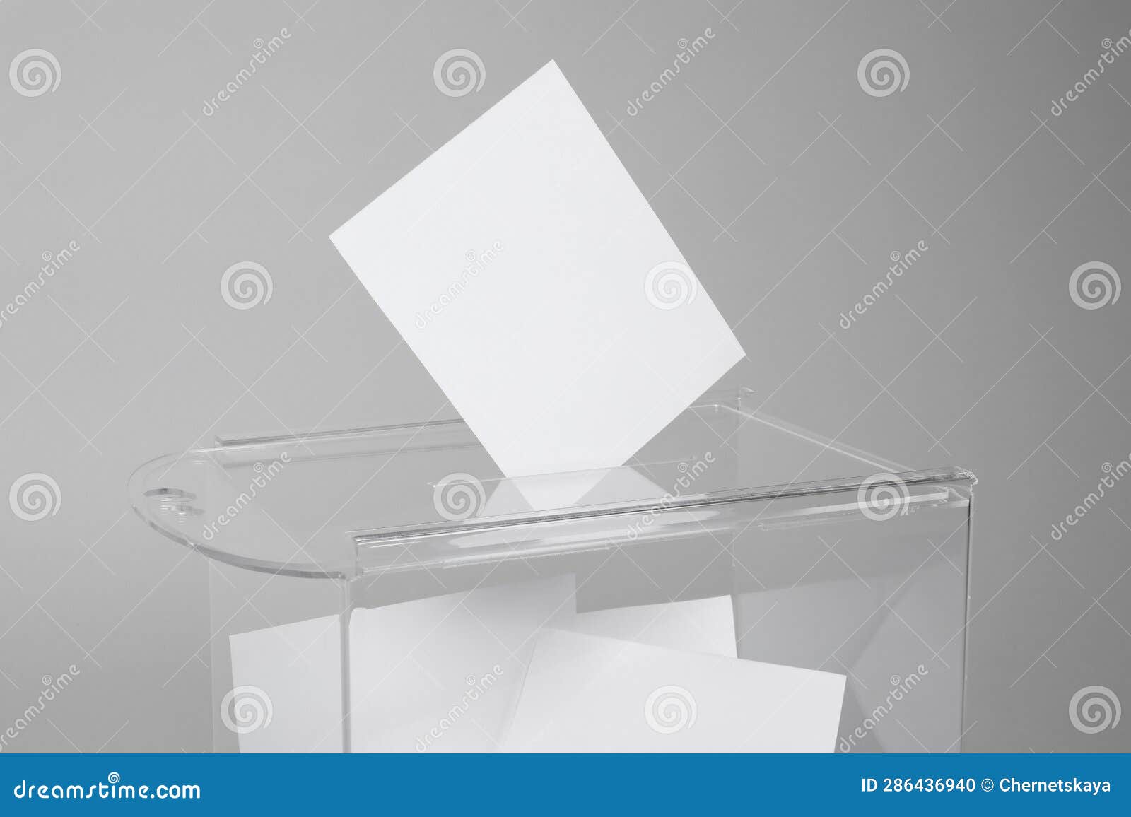 Ballot Box with Votes on Light Grey Background. Election Time Stock ...