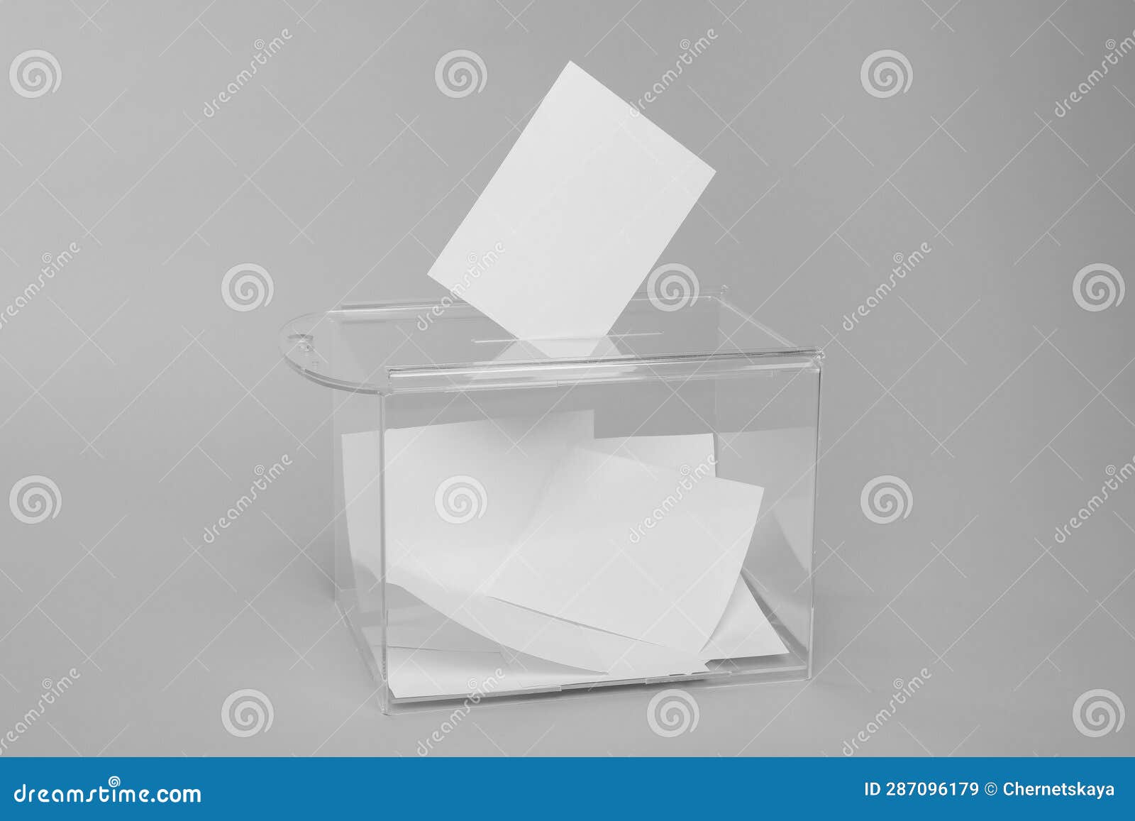 Ballot Box with Votes on Light Grey Background. Election Time Stock ...