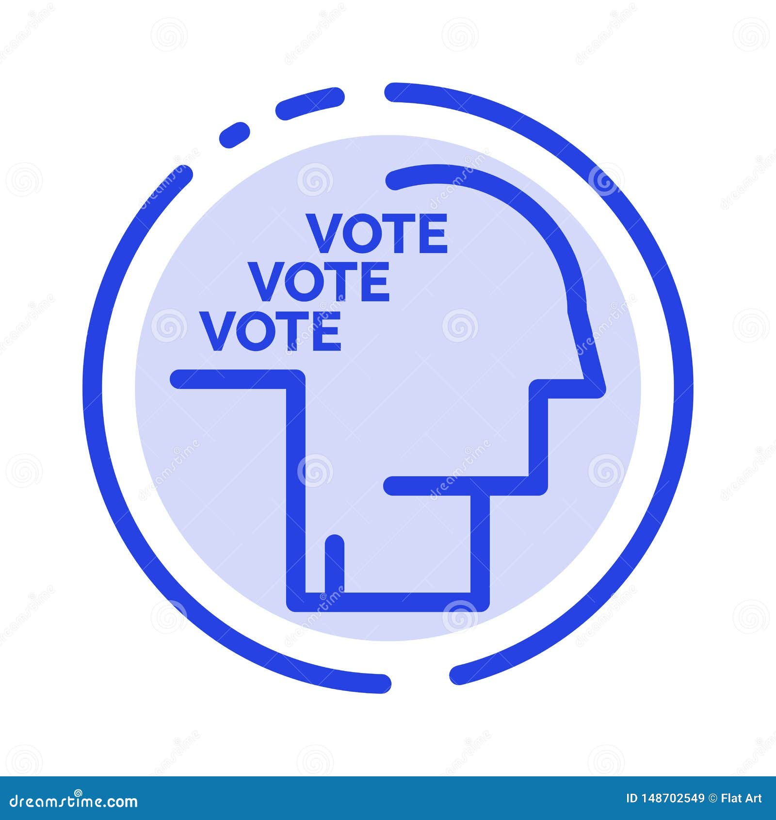 Ballot, Election, Poll, Referendum, Speech Blue Dotted Line Line Icon ...