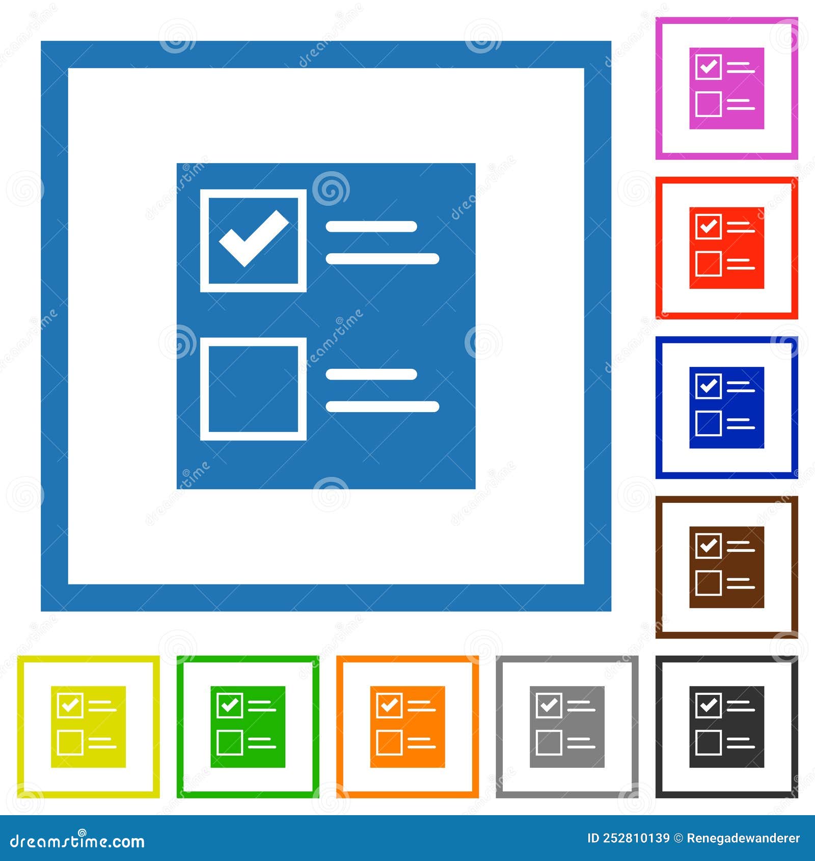 Ballot Paper Solid Flat Framed Icons Stock Vector - Illustration of ...