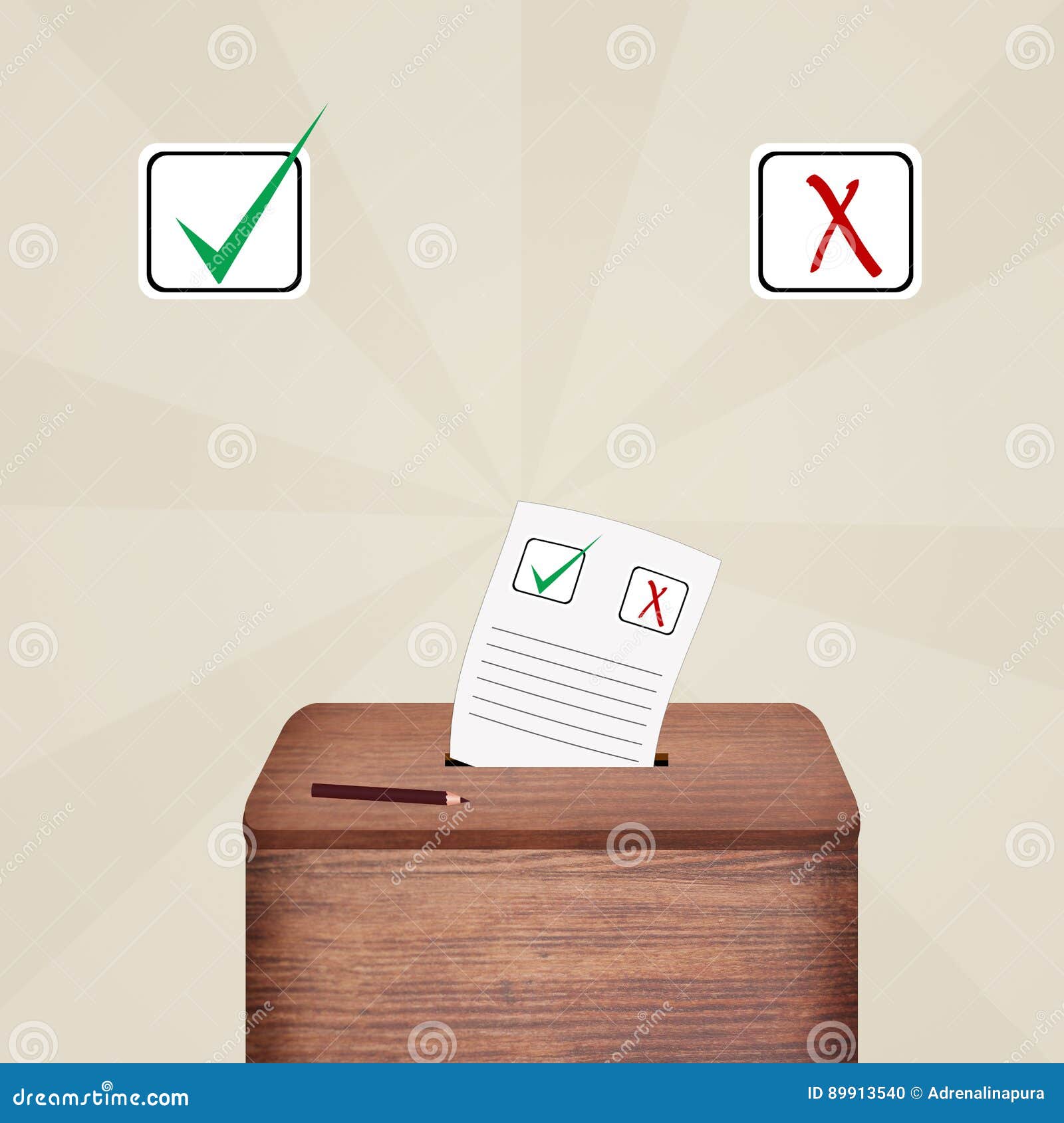 Ballot Box For Voting In Elections Hand Drawn. Voting Ballot With A ...