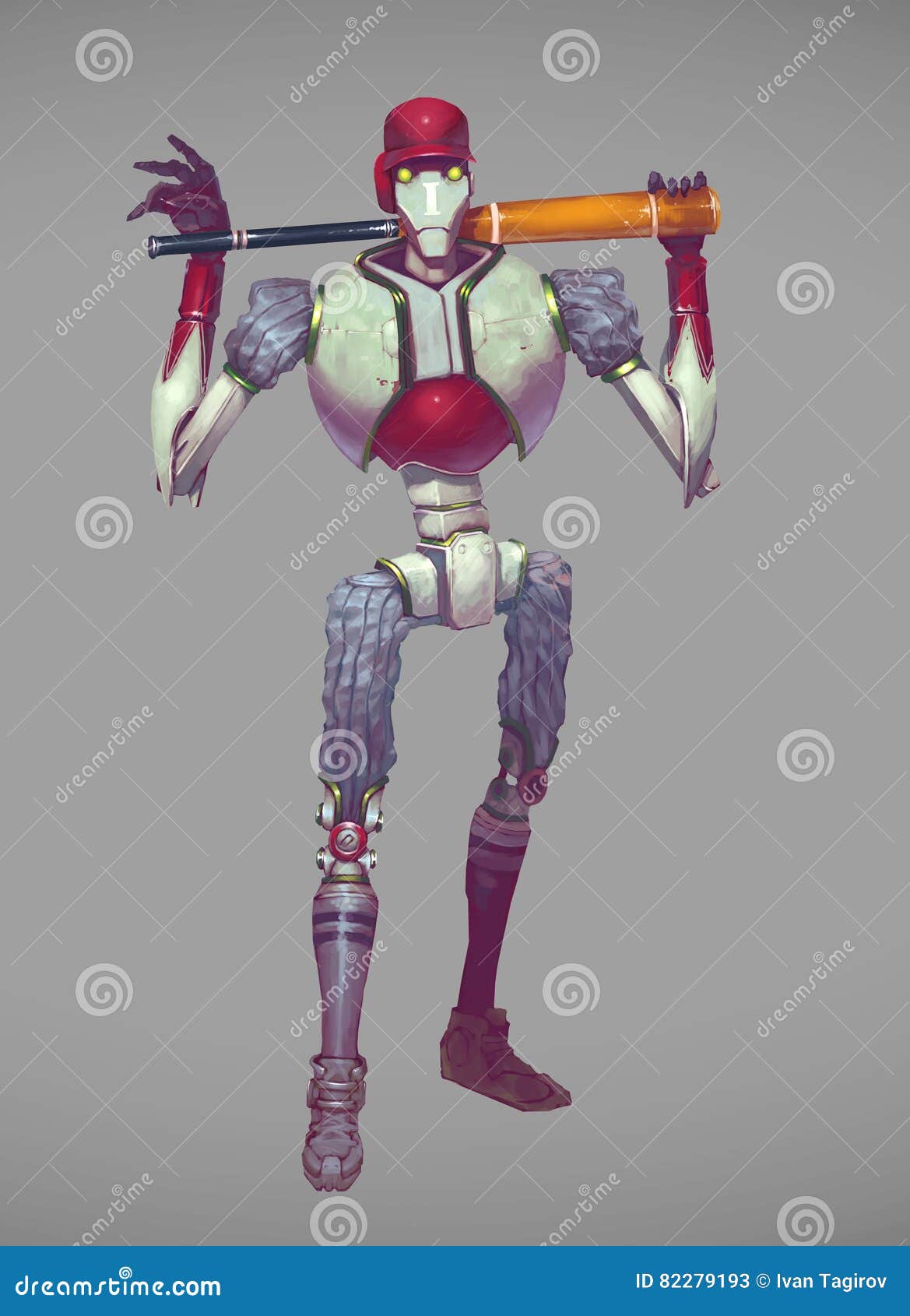 Robot Baseball Player Catcher. Cyborg Robot Artificial Intelligence ...