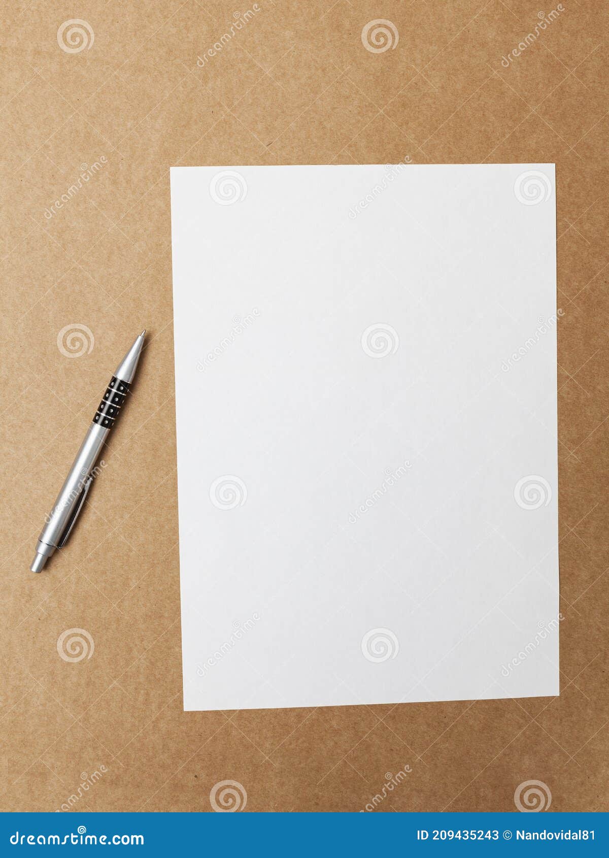 Ballpoint Pen and Blank Sheet of Paper Stock Image - Image of cardboard ...