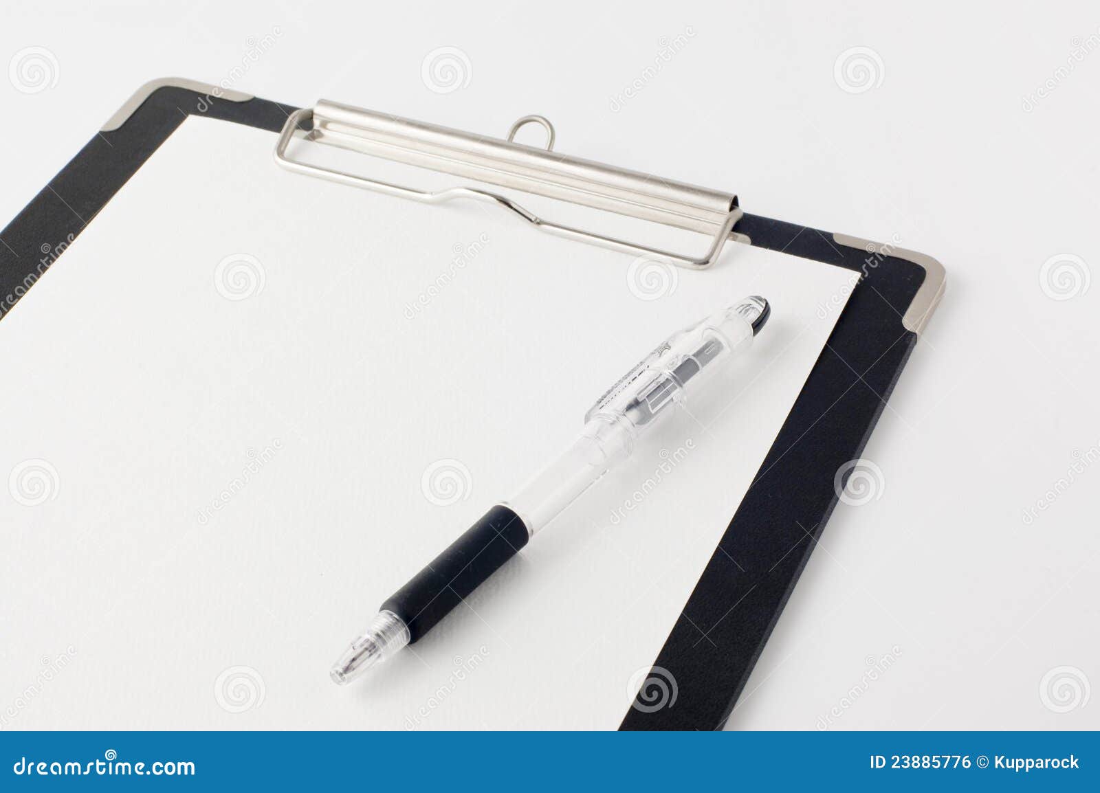 Ballpoint Pen and Clipboard Stock Photo - Image of clipboard, black ...