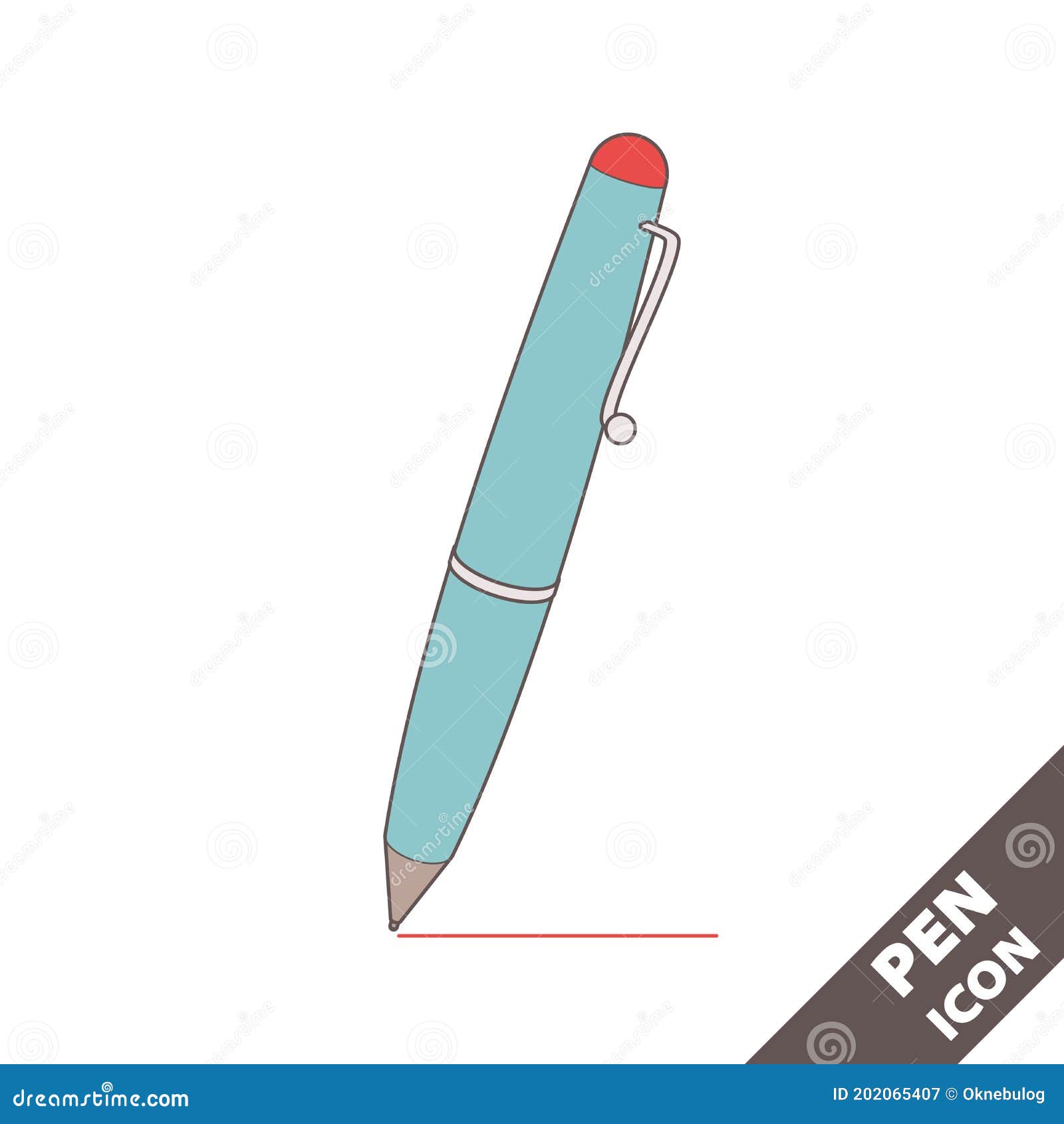 Ballpoint Pen 3D Vector Icon in Flat Style Stock Vector - Illustration ...