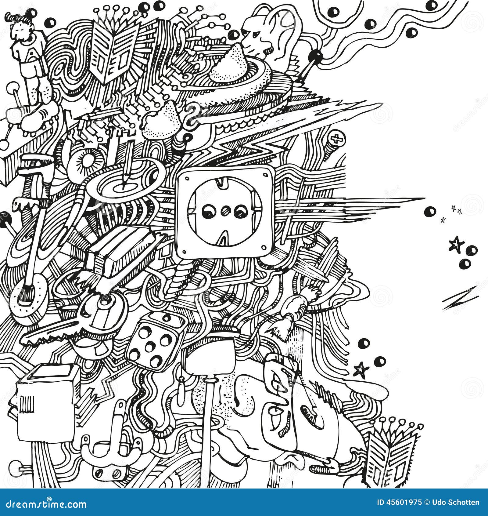 Ballpoint Pen Drawing with a Huge Mess Stock Vector - Illustration of ...