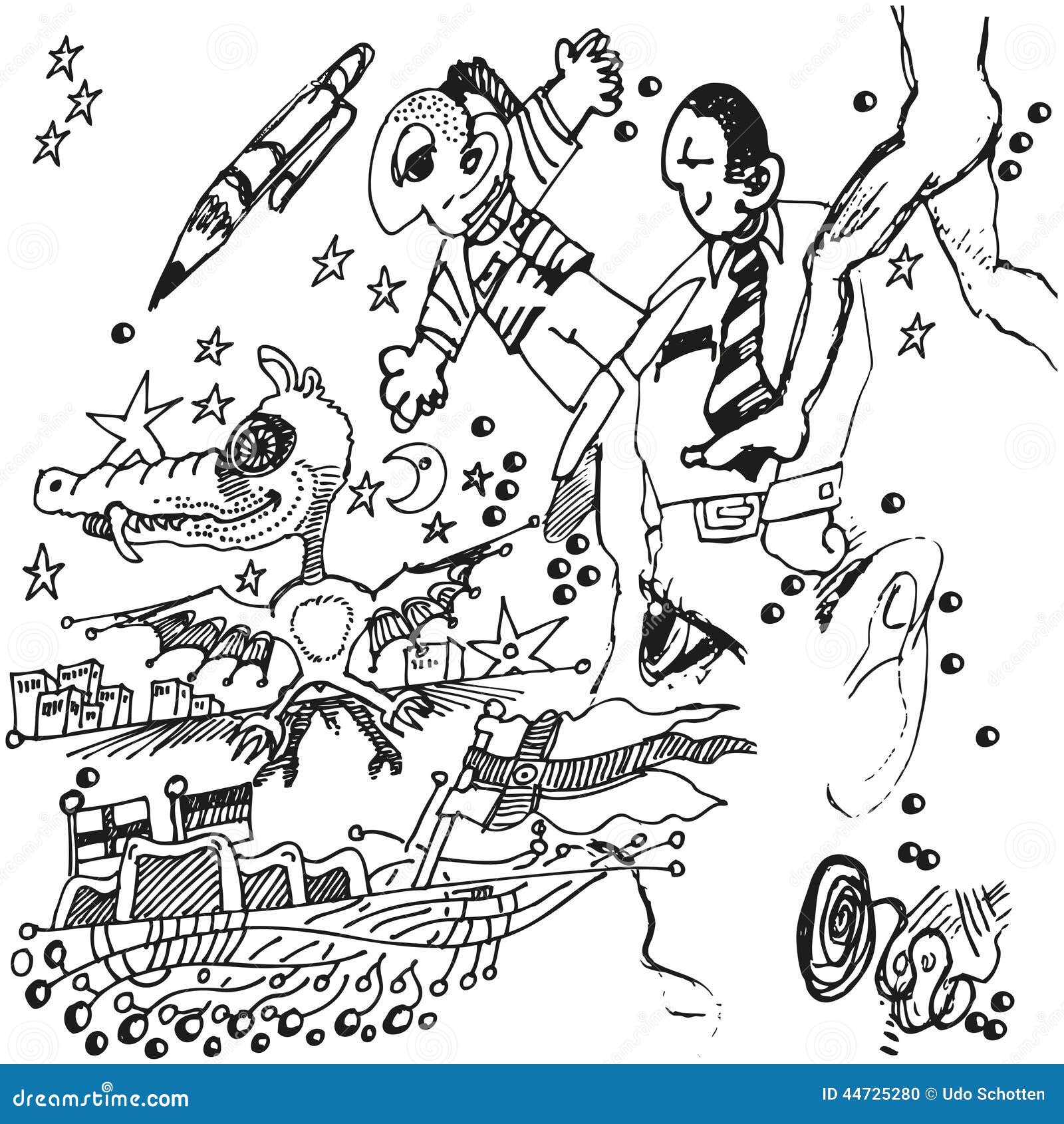 Ballpoint Pen Drawing With A Huge Mess Cartoon Vector | CartoonDealer ...