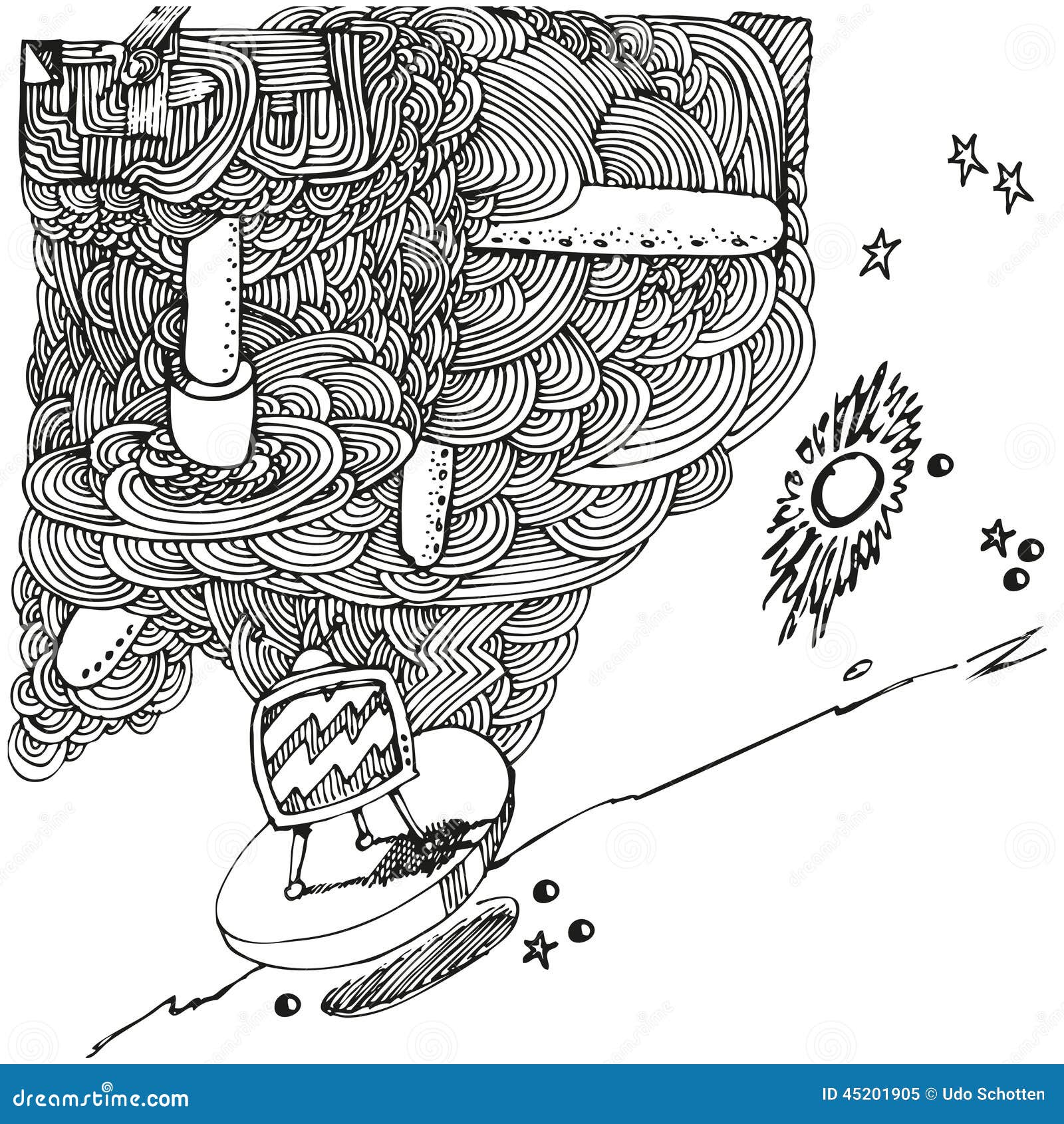 Ballpoint Pen Drawing With A Huge Mess Cartoon Vector | CartoonDealer ...