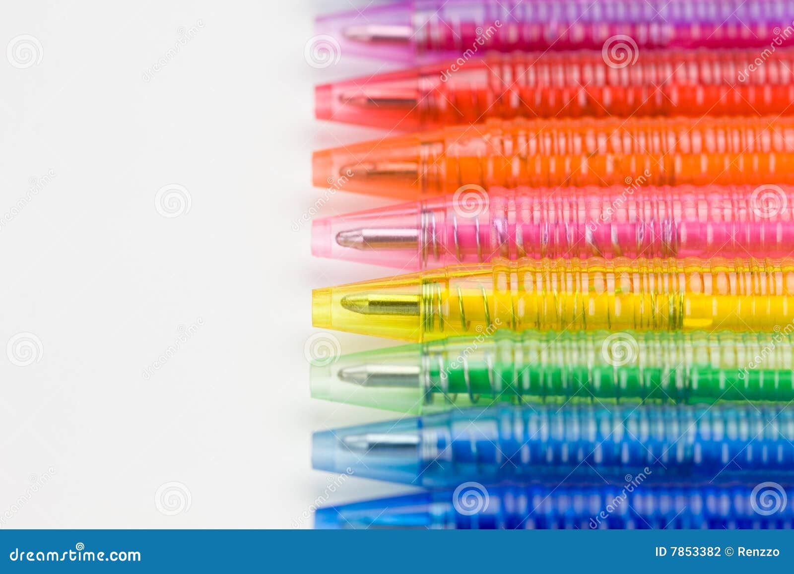 Ballpoint Pen in Eight Colors Stock Photo - Image of transparent ...