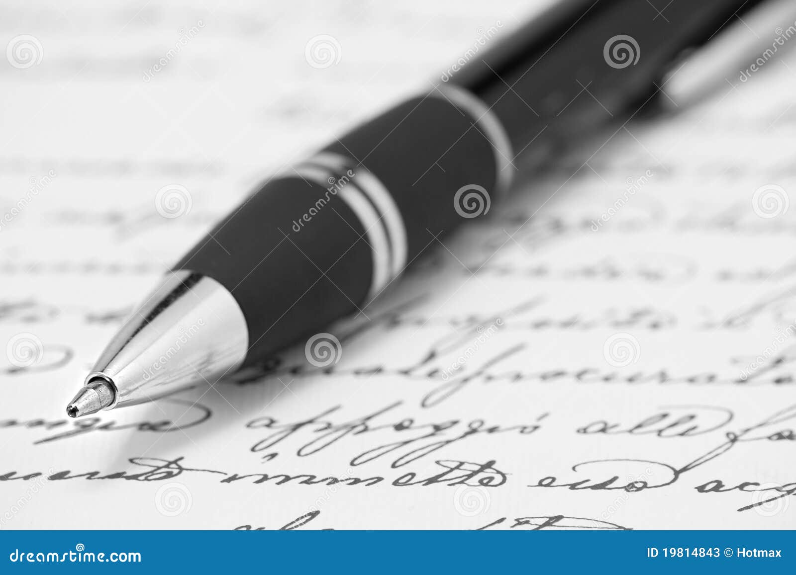 Ballpoint Pen on Handwrite Paper Stock Image - Image of close, paper ...