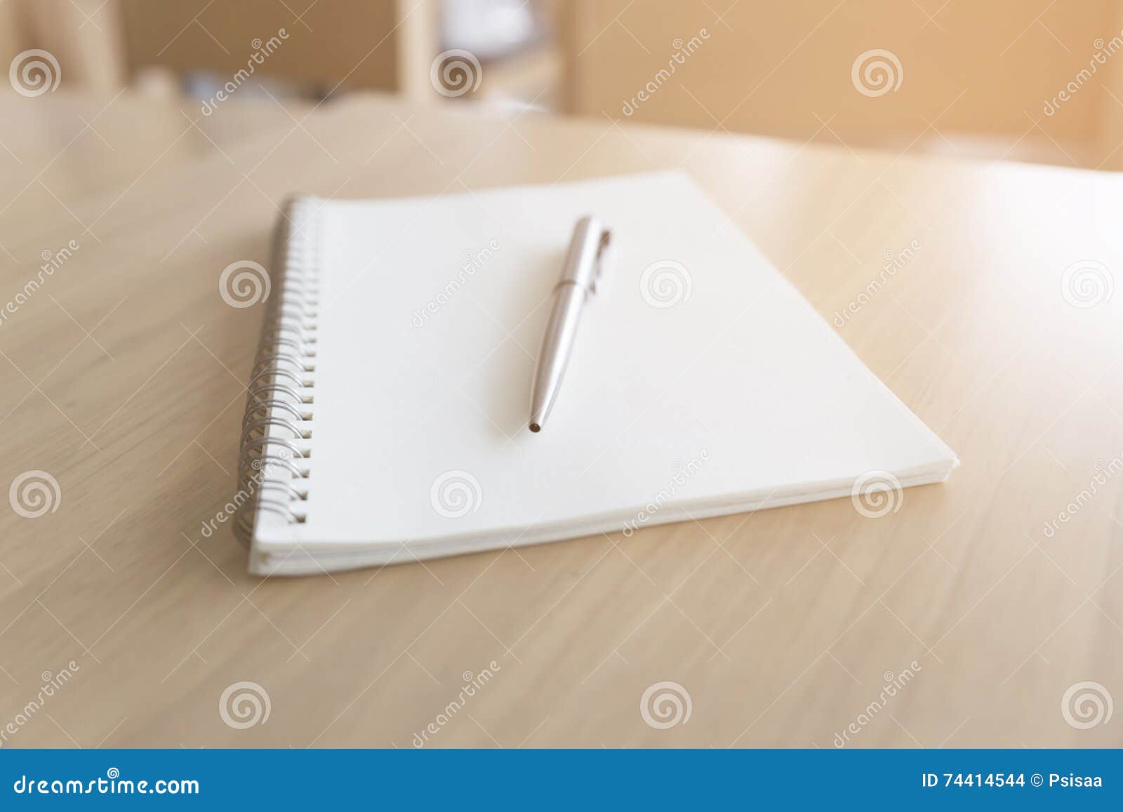 Ballpoint Pen and Notebook on Wooden Desk Stock Photo - Image of brown ...
