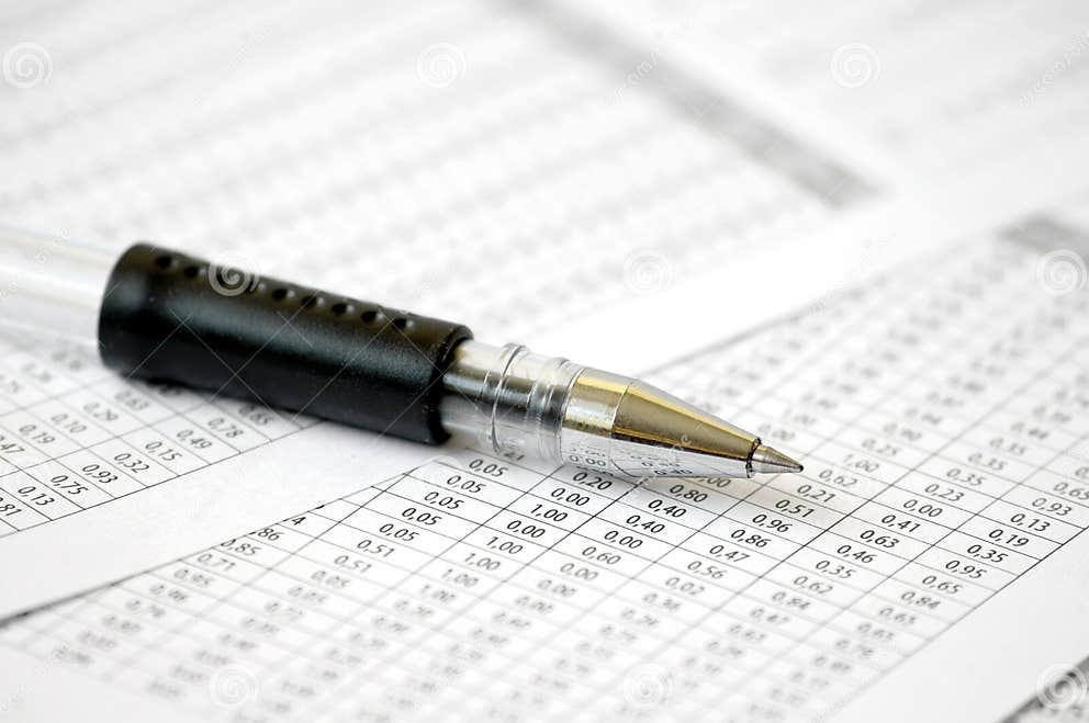 Ballpoint Pen and numbers stock image. Image of calculation - 18254753
