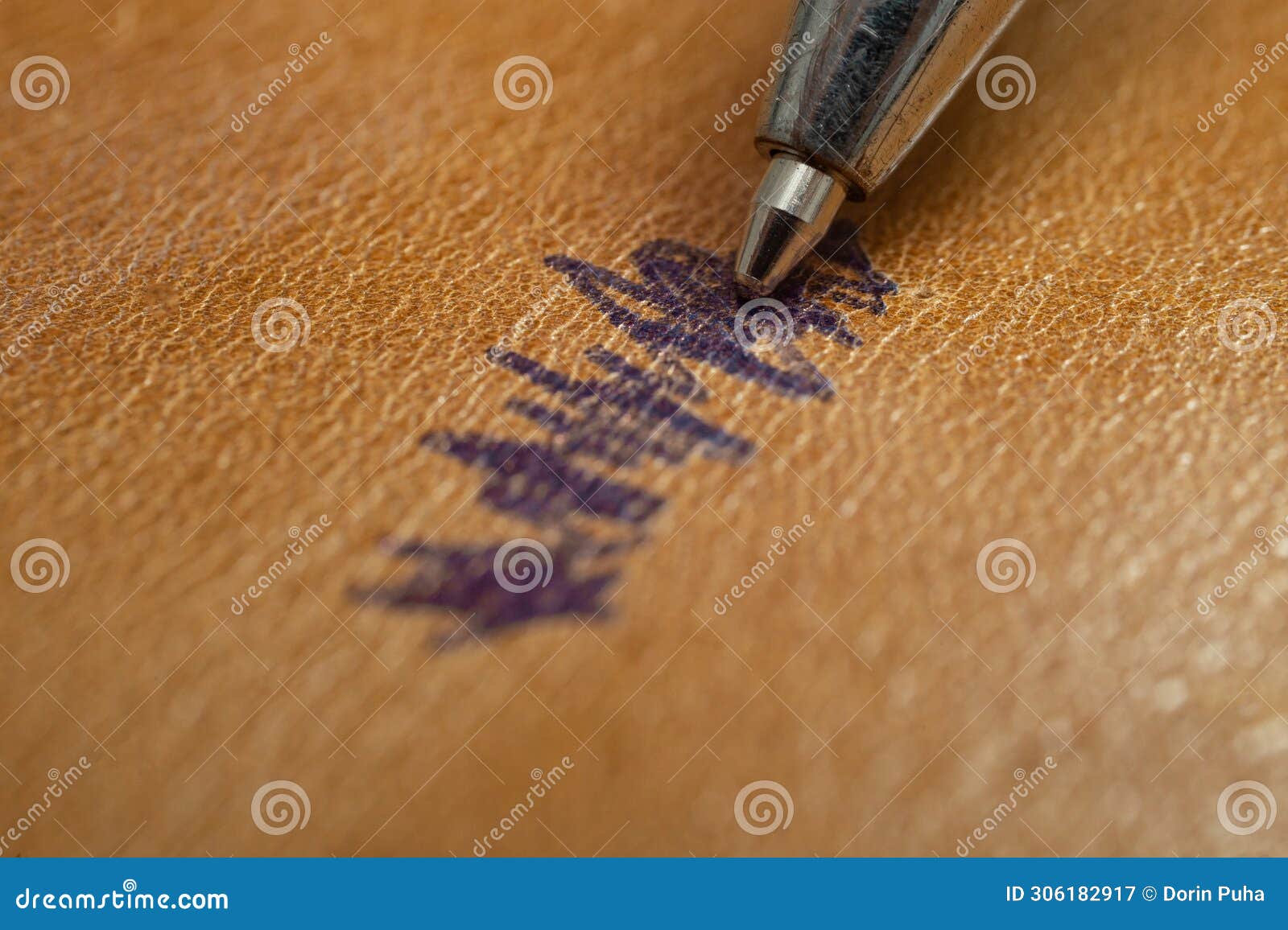 Ballpoint Pen Tip, Scribbling on a Brown Leather Sofa, or Car Seats ...