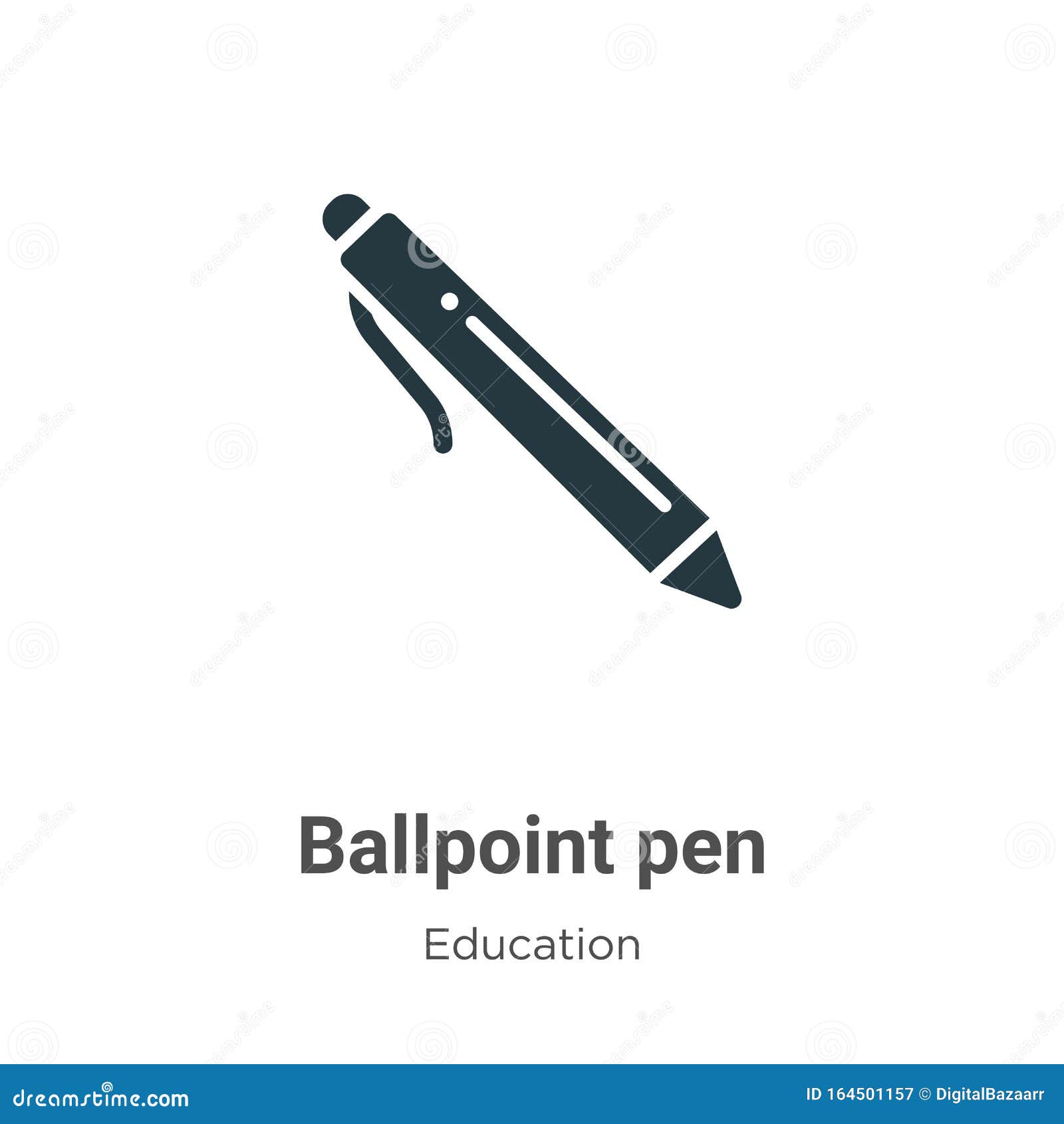 Ballpoint Pen Vector Icon on White Background. Flat Vector Ballpoint ...