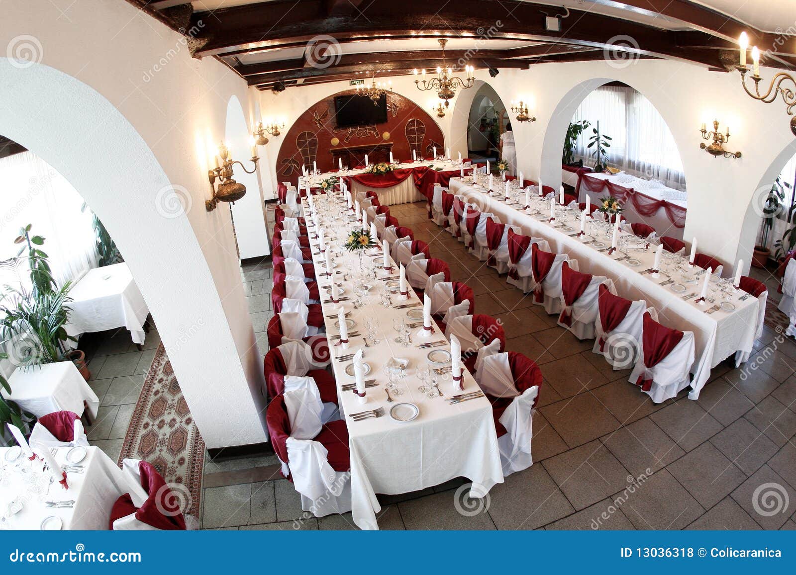 Ballroom stock photo. Image of restaurants, table, archways - 13036318
