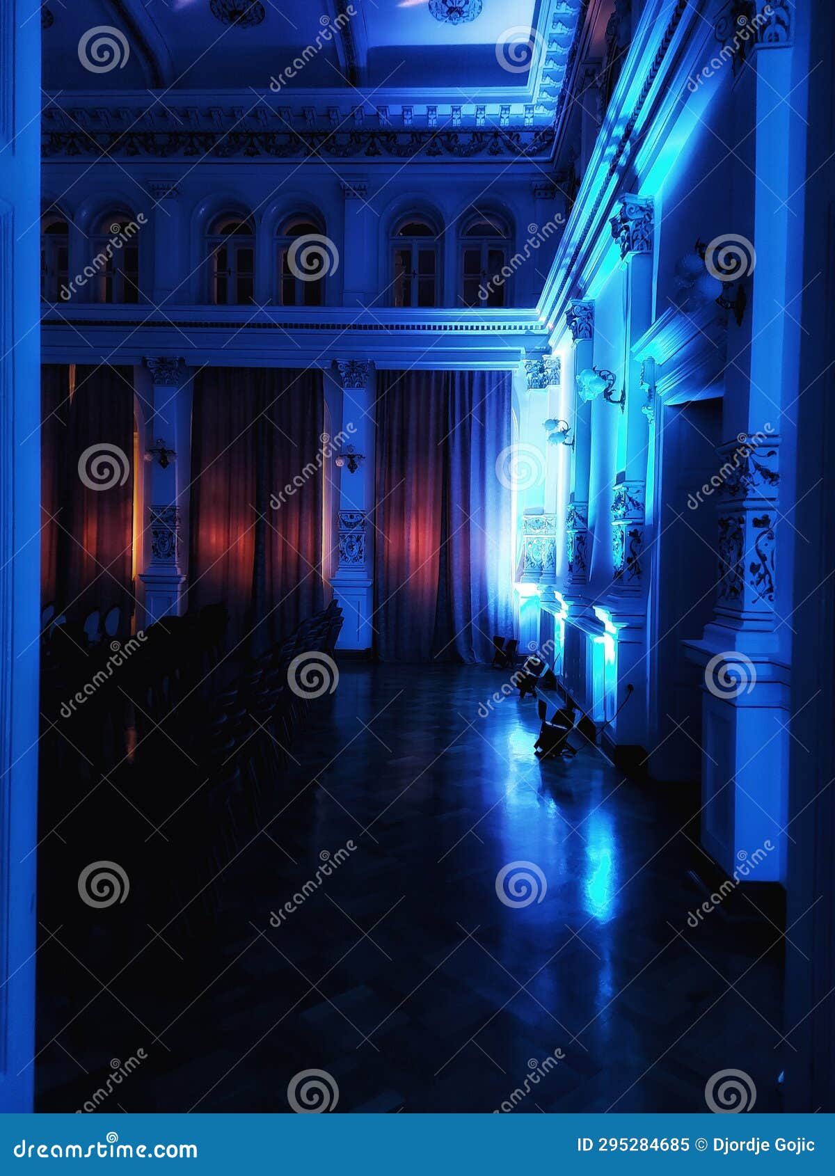 Ballroom: Blue Congress Hall Stock Image - Image of classic, piano ...