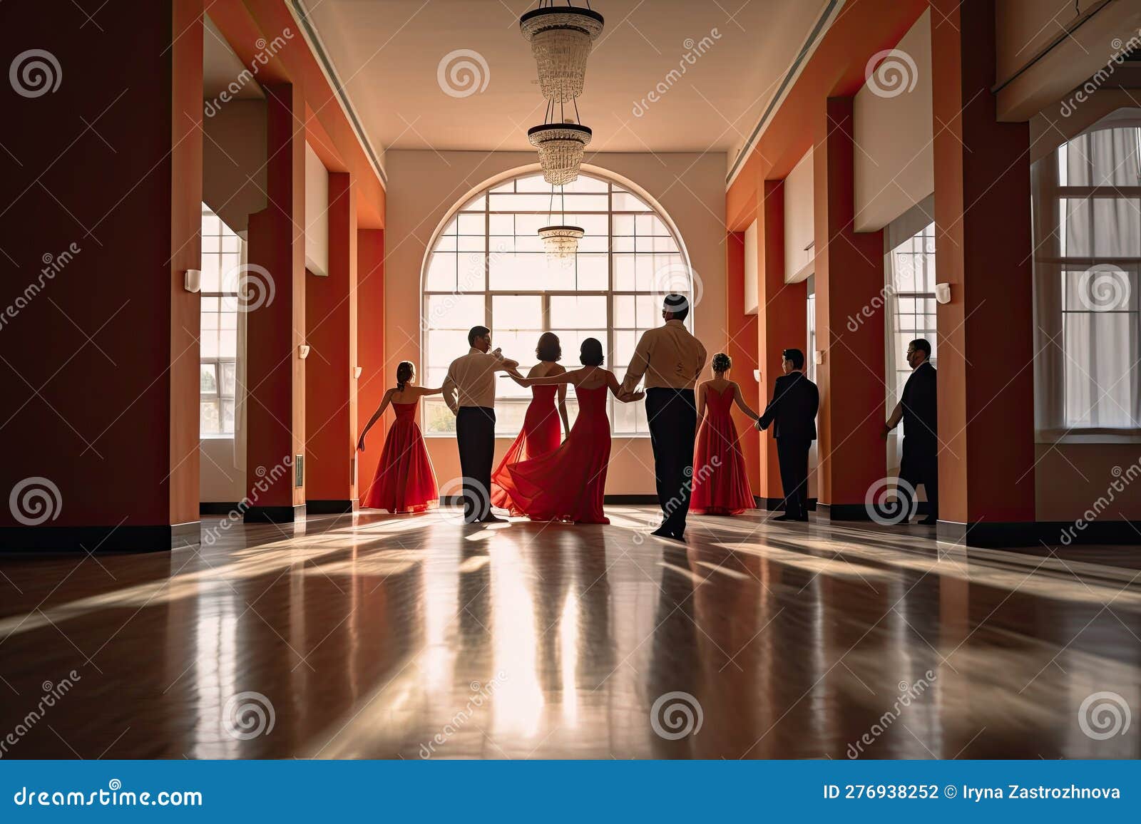 Ballroom Dancing in a Spacious Hall with Large Windows. Generative AI ...
