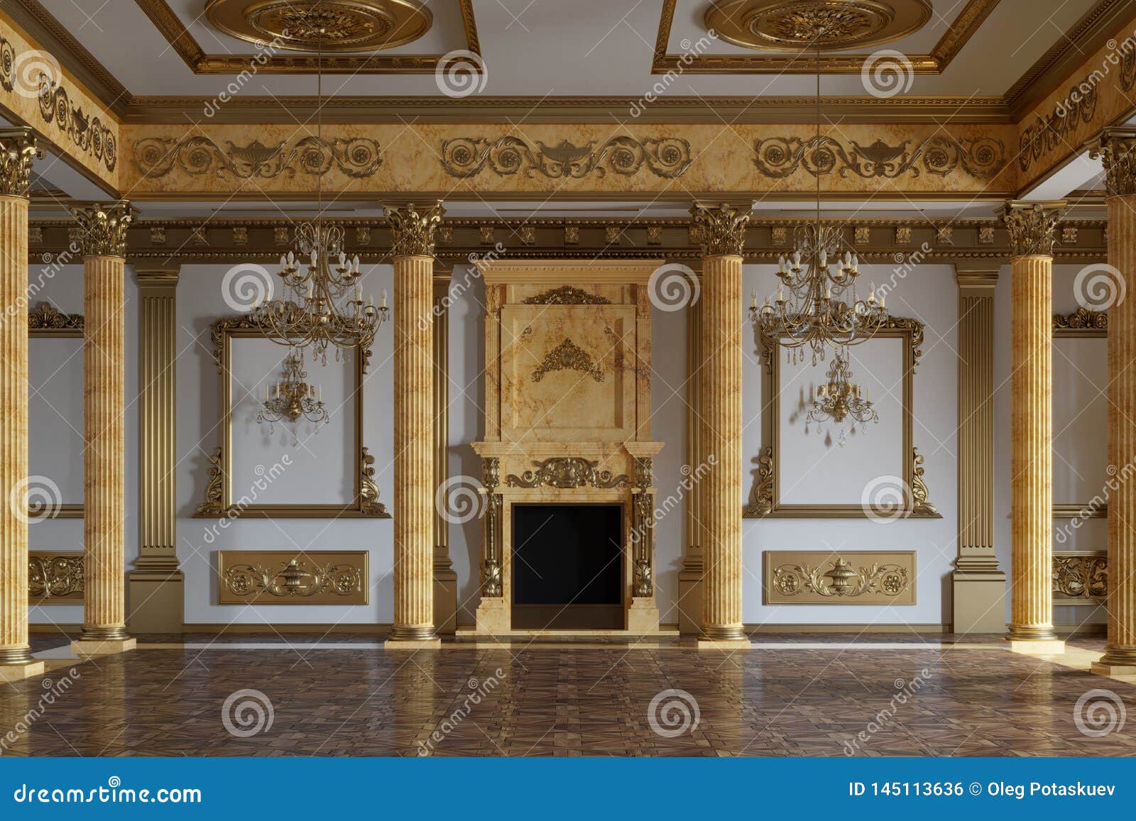The Ballroom and Restaurant in Classic Style Stock Photo - Image of ...