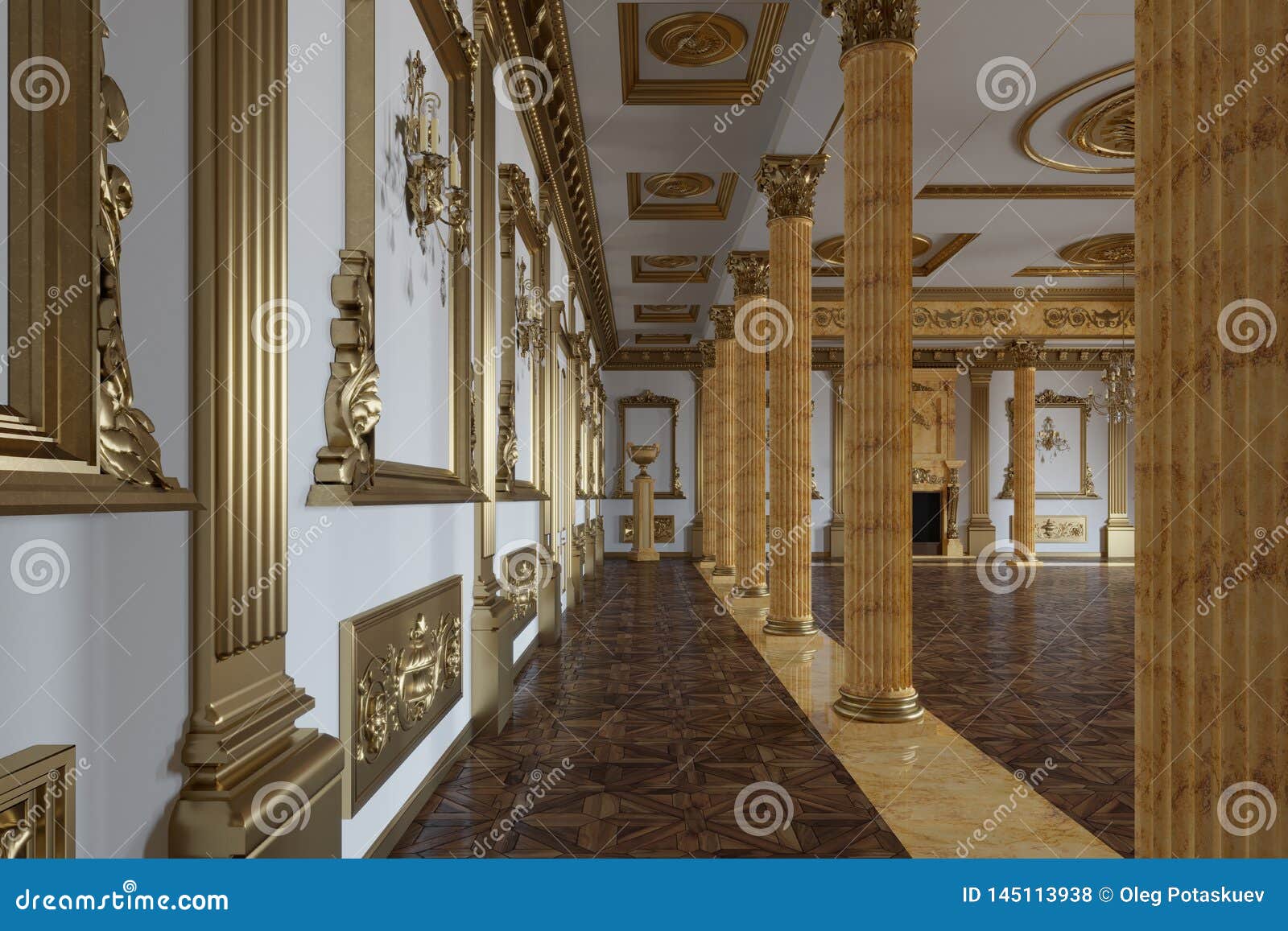 The Ballroom and Restaurant in Classic Style Stock Photo - Image of ...
