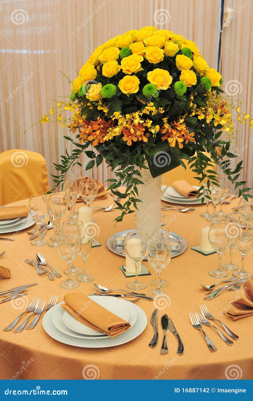 Ballroom Table Setting for Marriage Events Stock Photo - Image of ...
