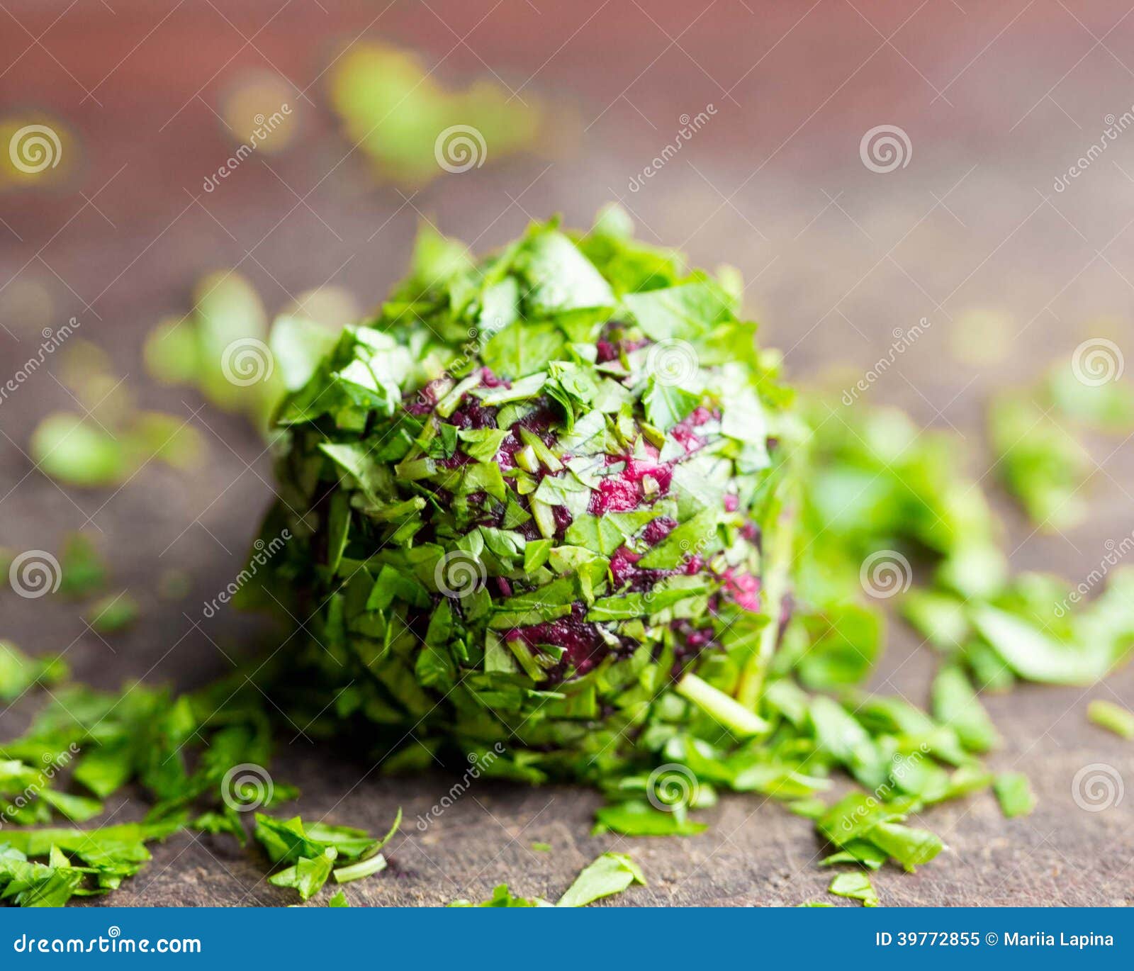 Balls of Beet Rolled in Parsley, Tasty Summer Appetizer Stock Image ...