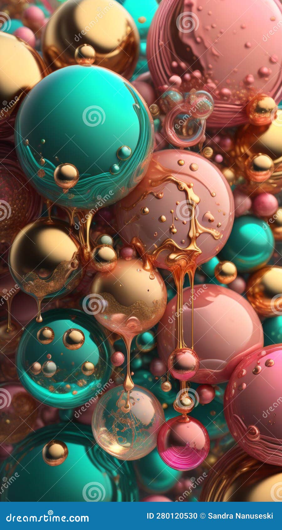 Balls and Bubbles with Dripping Colors Stock Illustration ...
