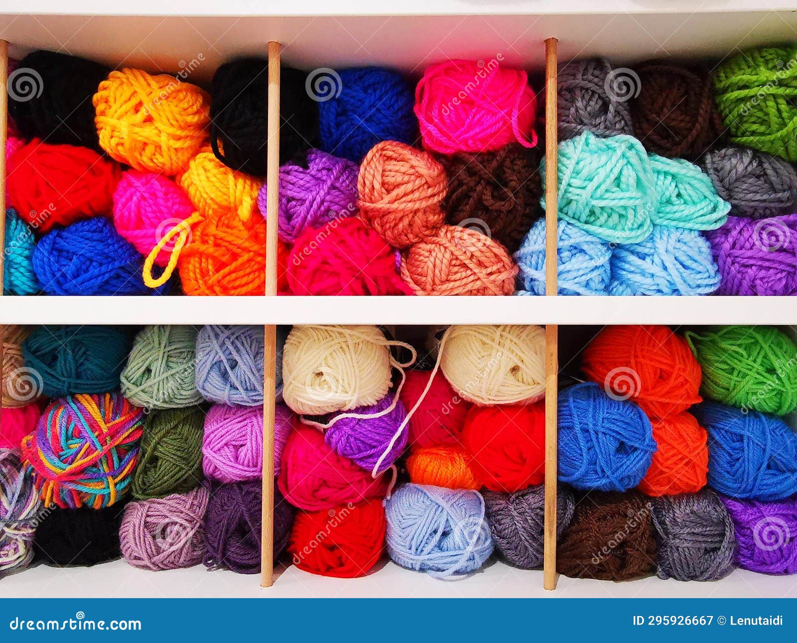 Balls of Colored Wool on the Shelves Stock Image - Image of pink ...