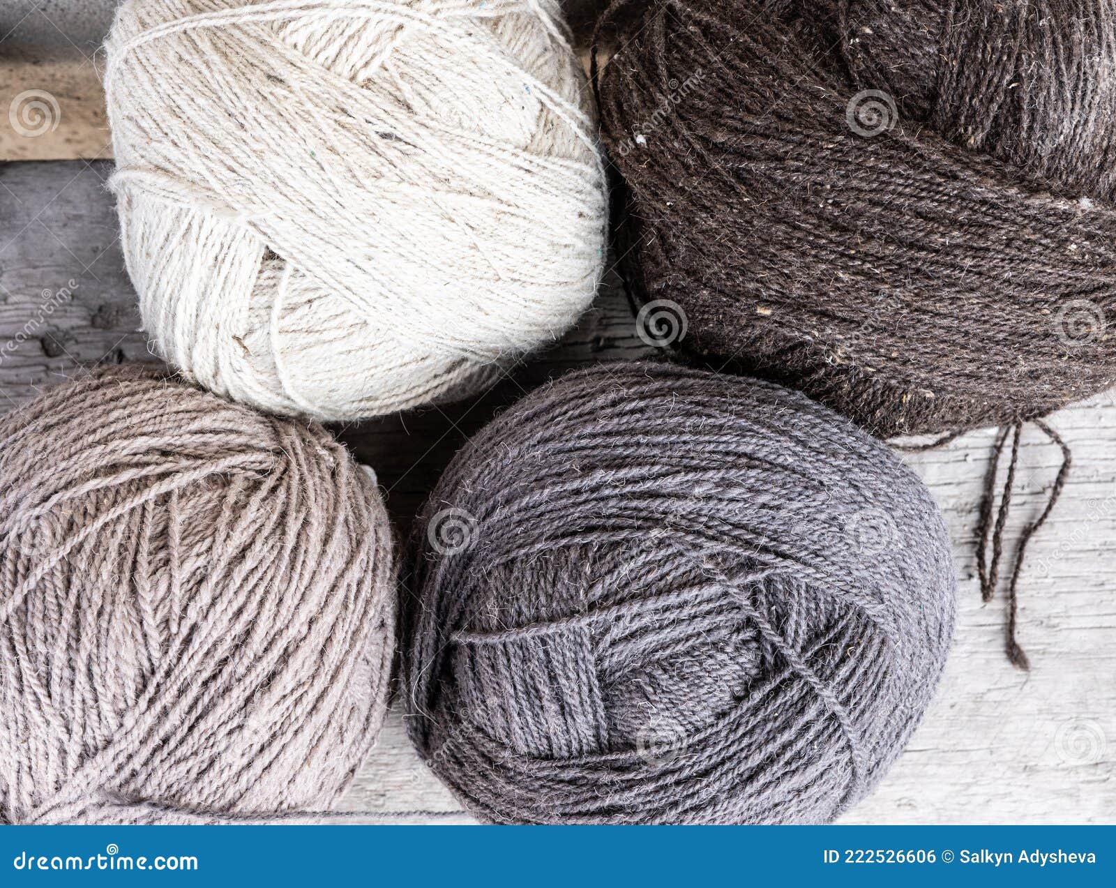 Balls of Colored Yarn. Multi-colored Wool Yarn in Balls Stock Photo ...