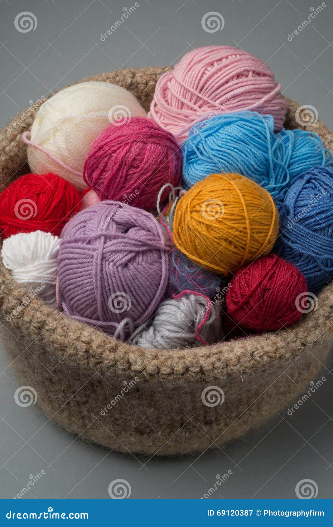 Balls of Colour Yarn in Bowl Stock Image - Image of soft, collection ...