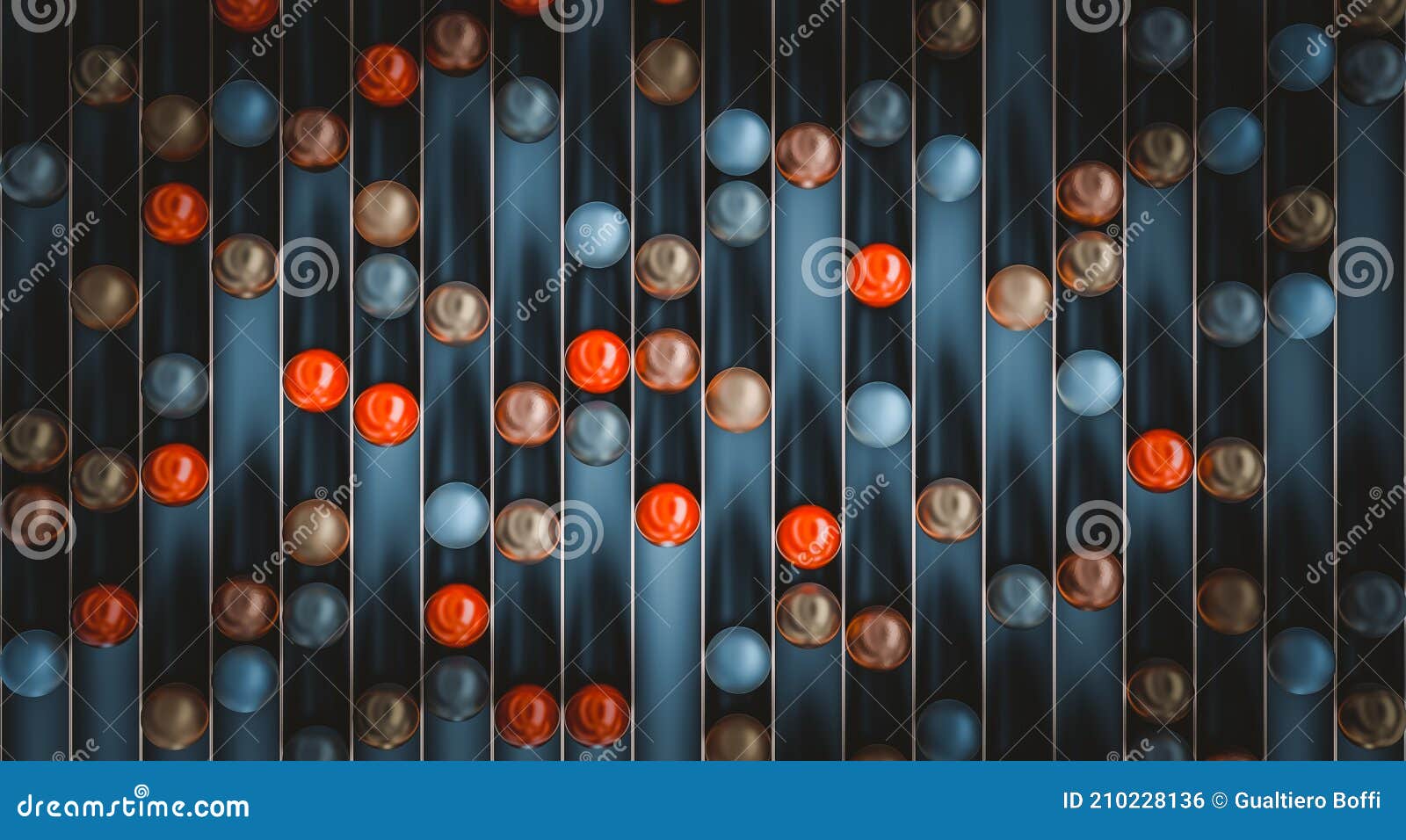 Balls of Different Materials on a Blue Background Stock Illustration ...