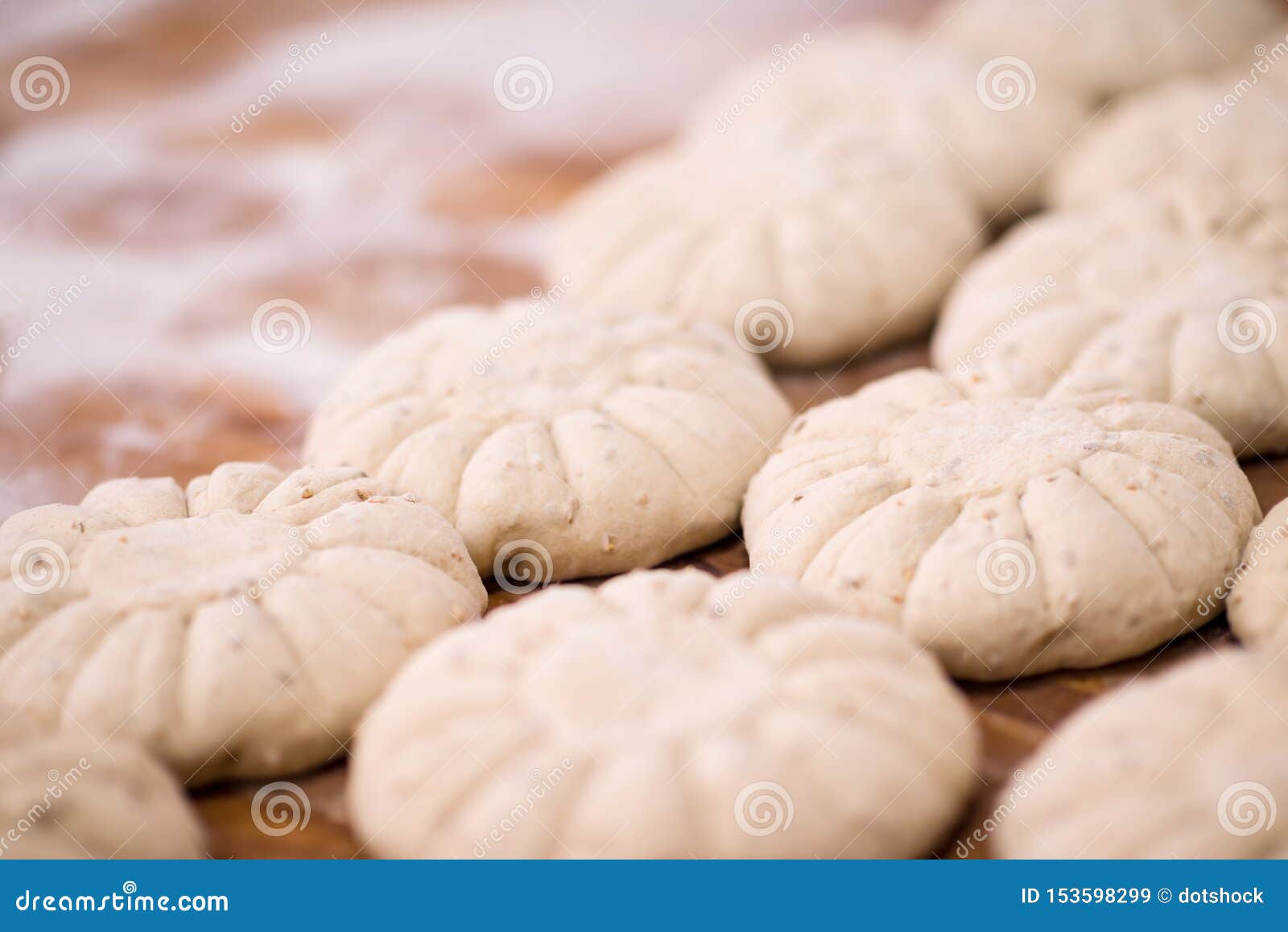 Balls of Dough Bread Getting Ready To Be Baked Stock Image - Image of ...