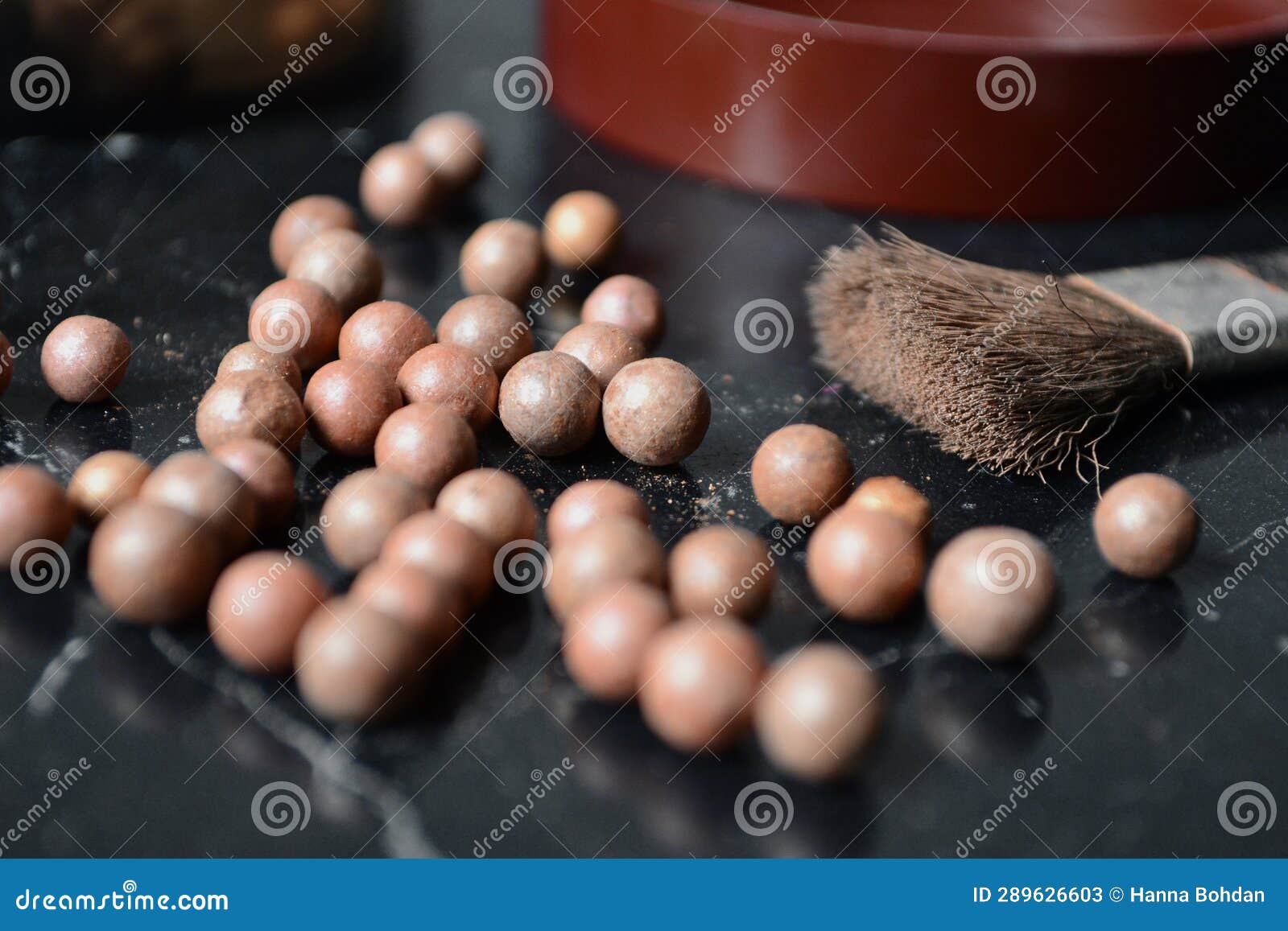 Balls of Face Powder on the Table Stock Image - Image of drink, wood ...