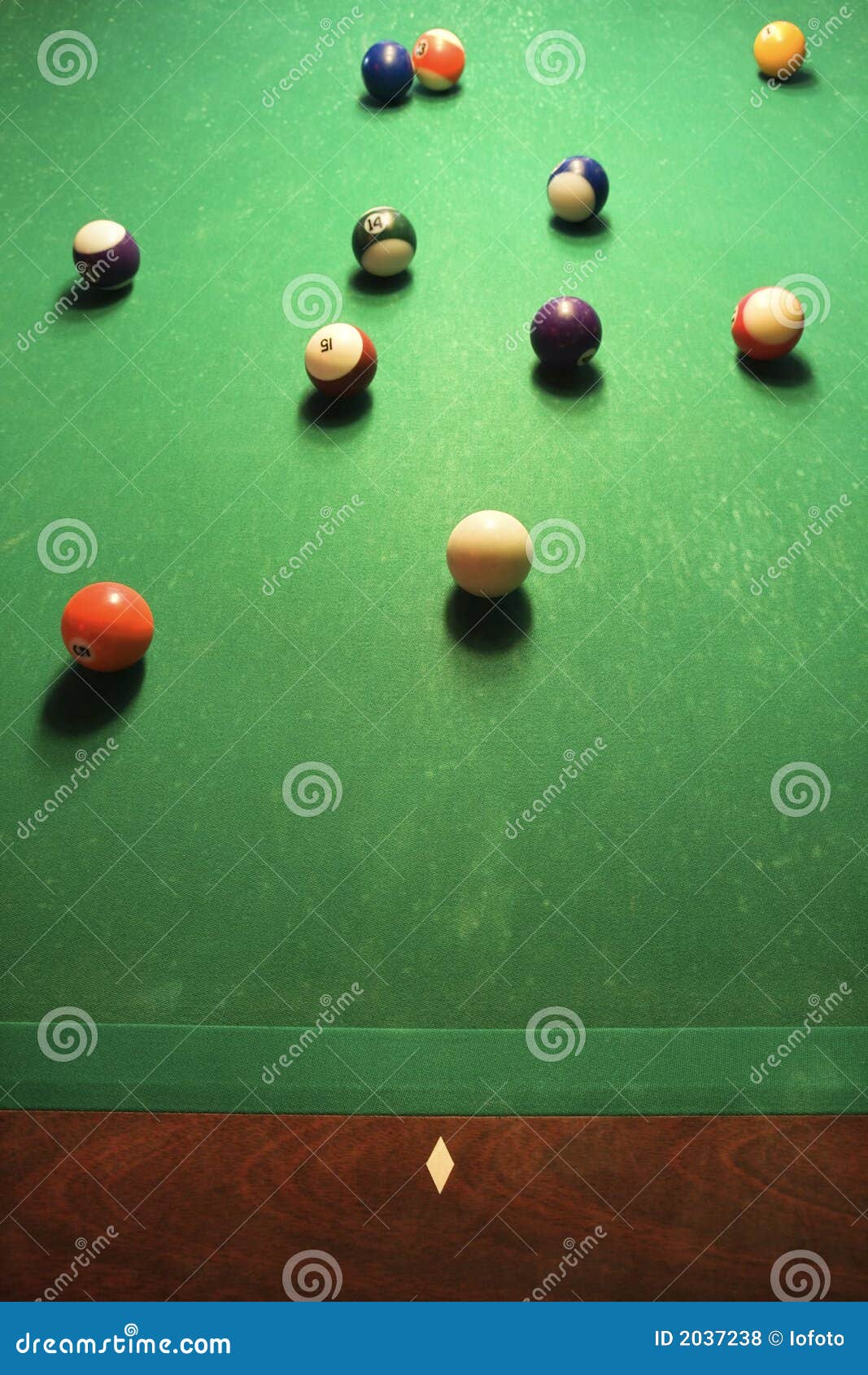 Balls on pool table. stock photo. Image of billiards, vertical - 2037238
